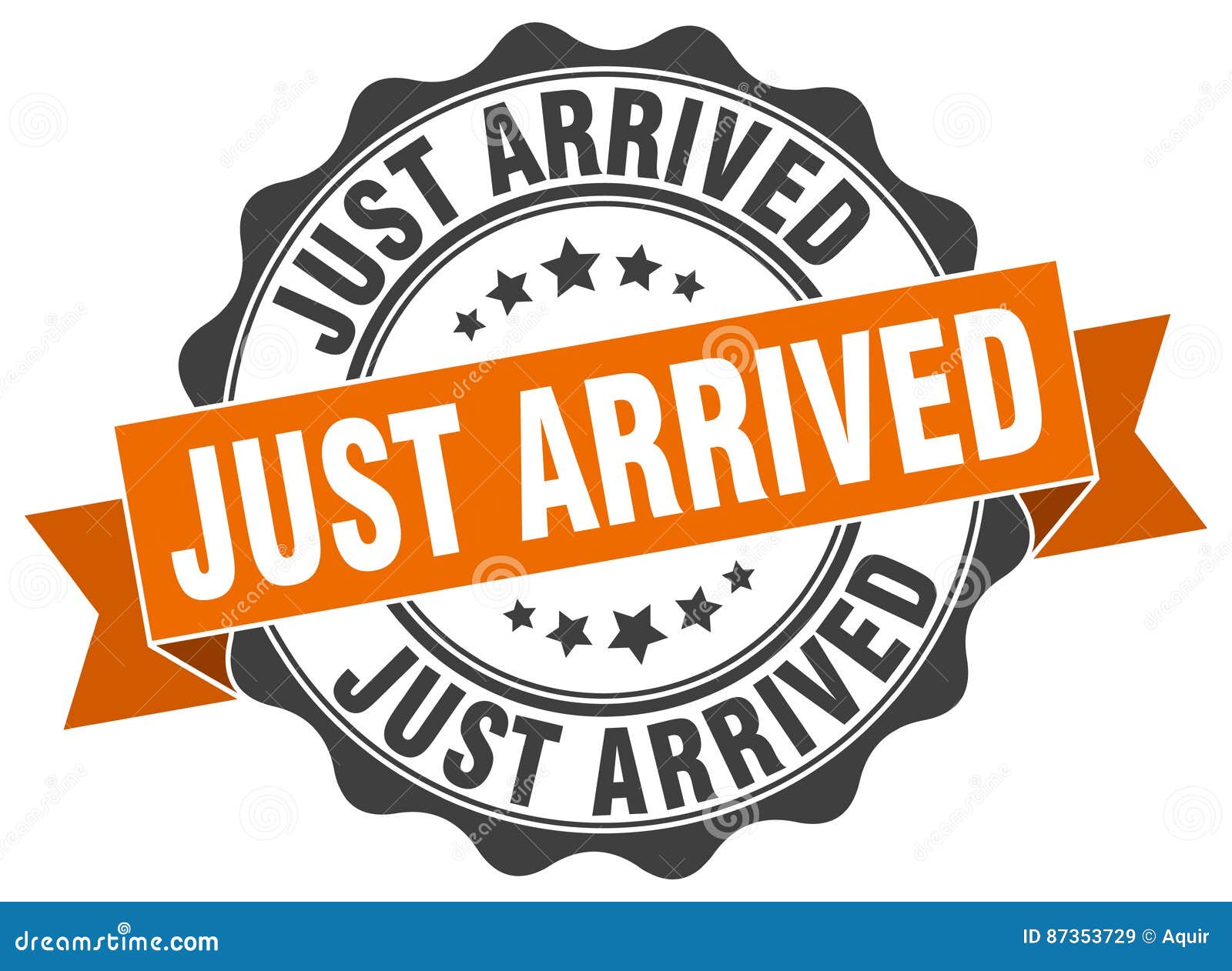 Just arrived stamp stock vector. Illustration of banner - 87353729