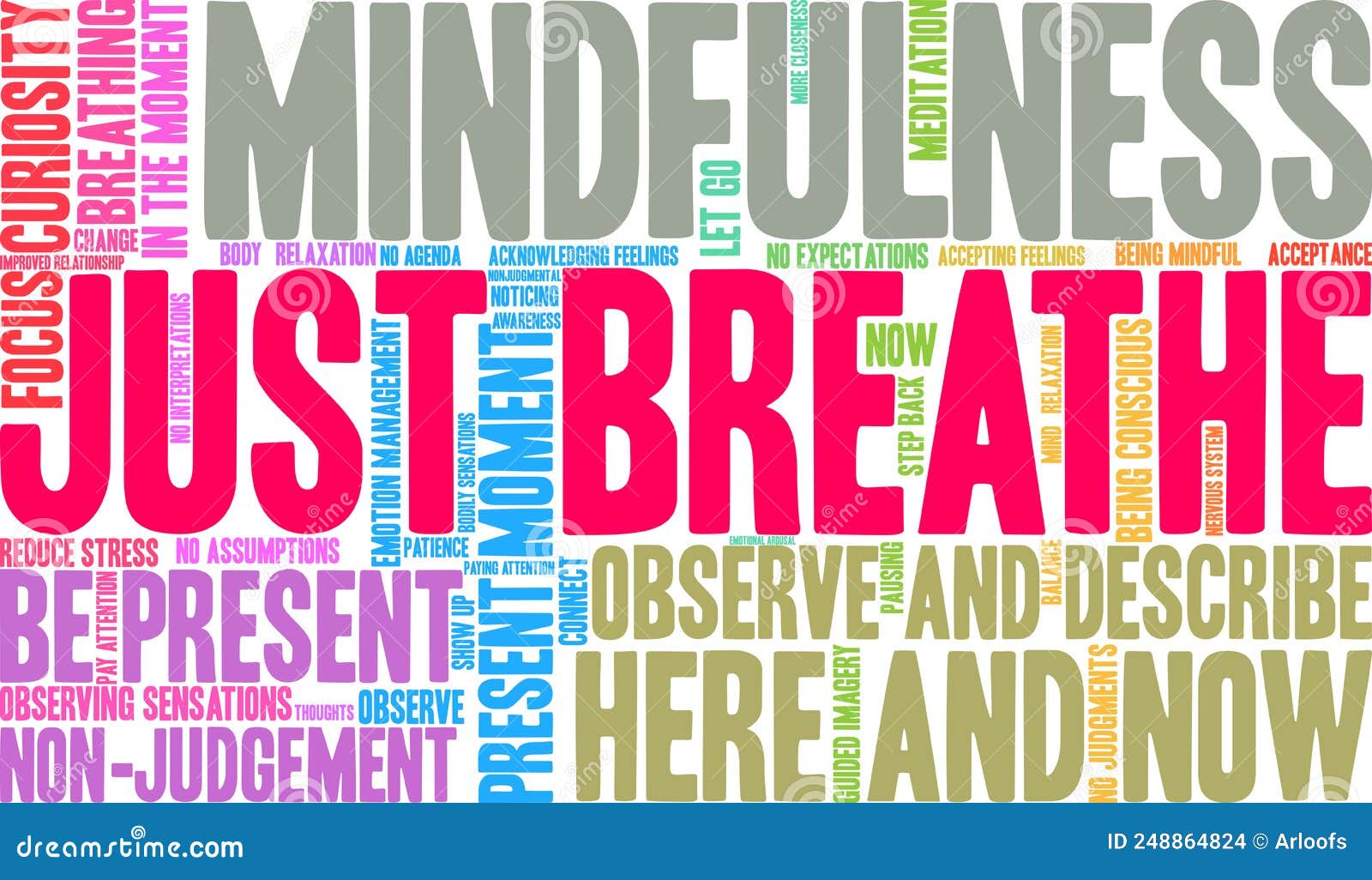Just Breathe Word Cloud stock illustration. Illustration of attention ...