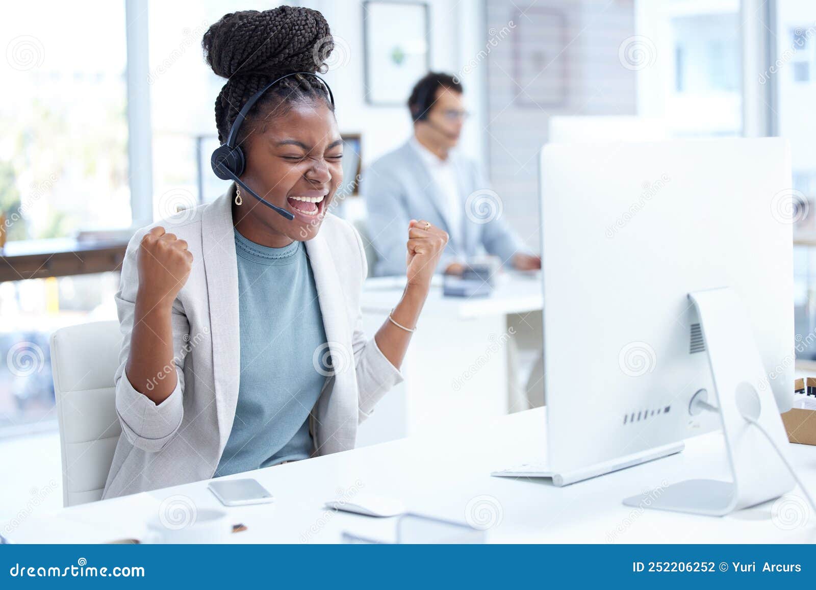 She Just Cant Contain Her Excitement. a Young Call Centre Agent ...