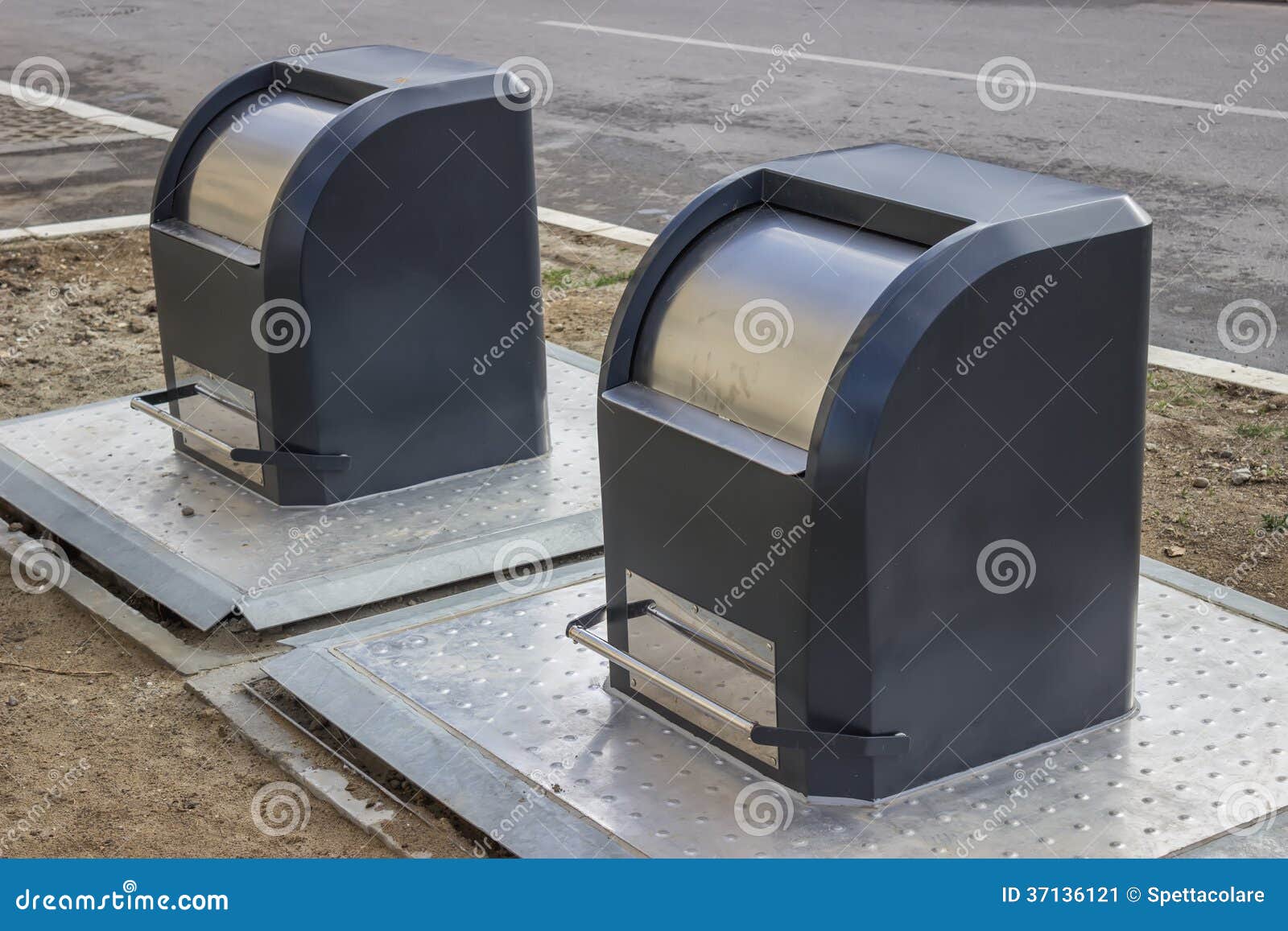 Just Installed Underground Garbage Containers Stock Image - Image of ...