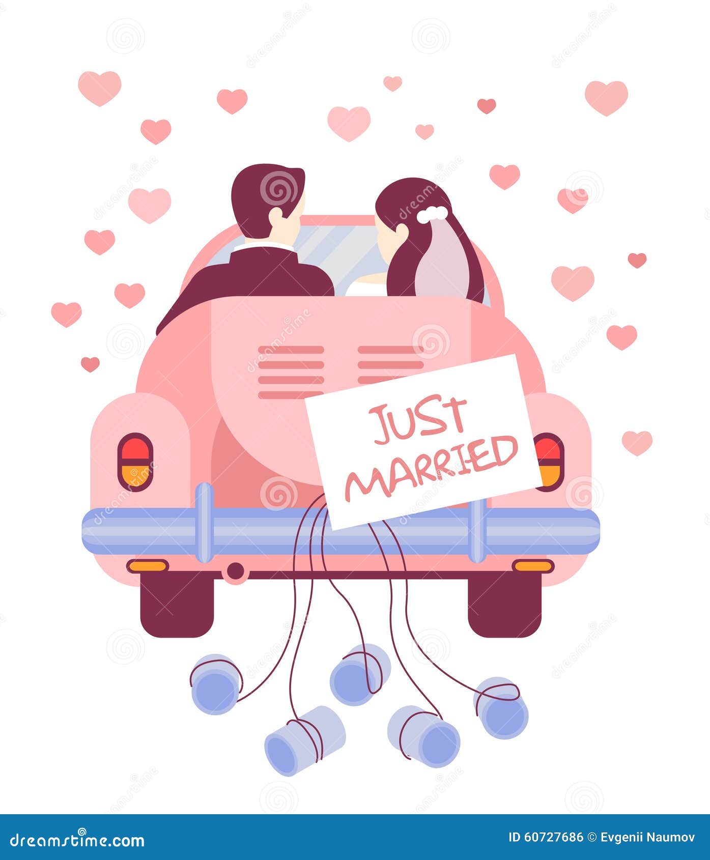 Just Married on Car. Vector Illustration Stock Vector - Illustration of ... Just Married on Car. Vector Illustration Stock Vector - Illustration of ...