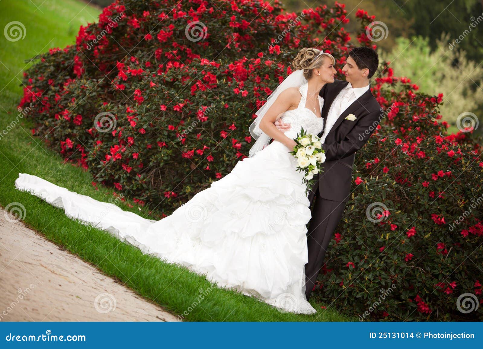 Just Married Couple Looking Stock Photo - Image of gown, bunch: 25131014