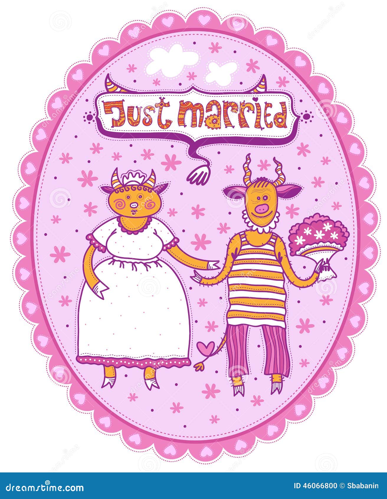 Just Married. Devils Bride And Groom Vector Illustration ...