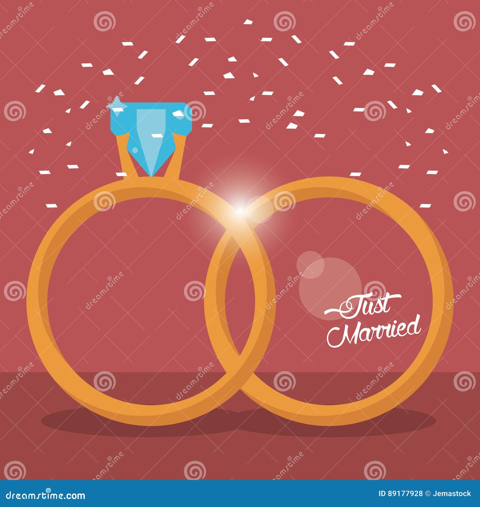 Just married golden rings stock illustration. Illustration of bride ...