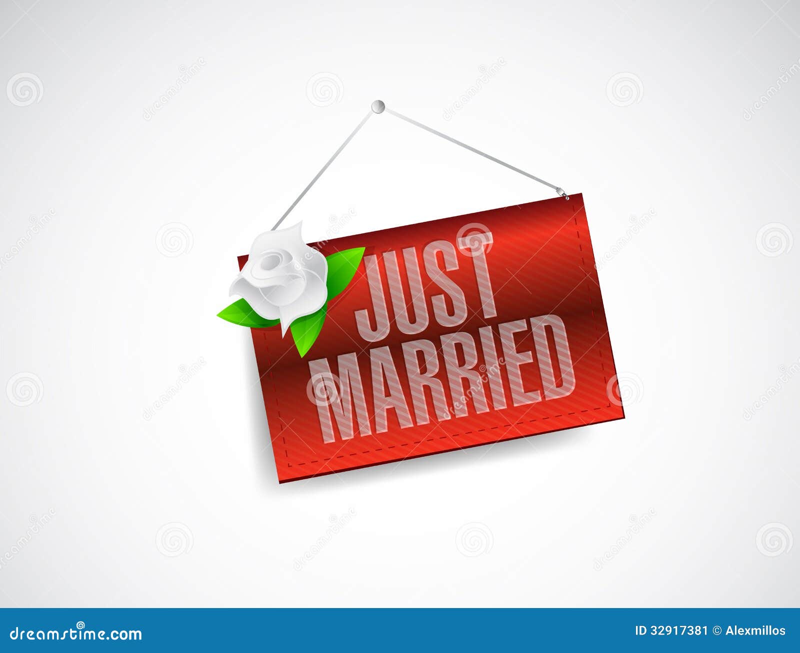 Just Married Hanging Banner Sign Illustration Stock Illustration ...