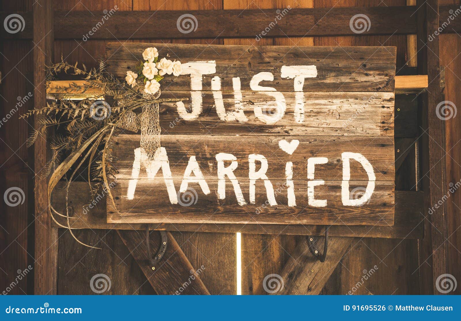 Just Married Sign stock photo. Image of decorate, celebration - 91695526