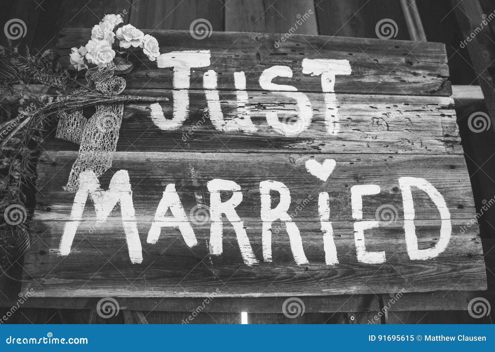 Just Married Sign stock image. Image of decoration, bridal - 91695615