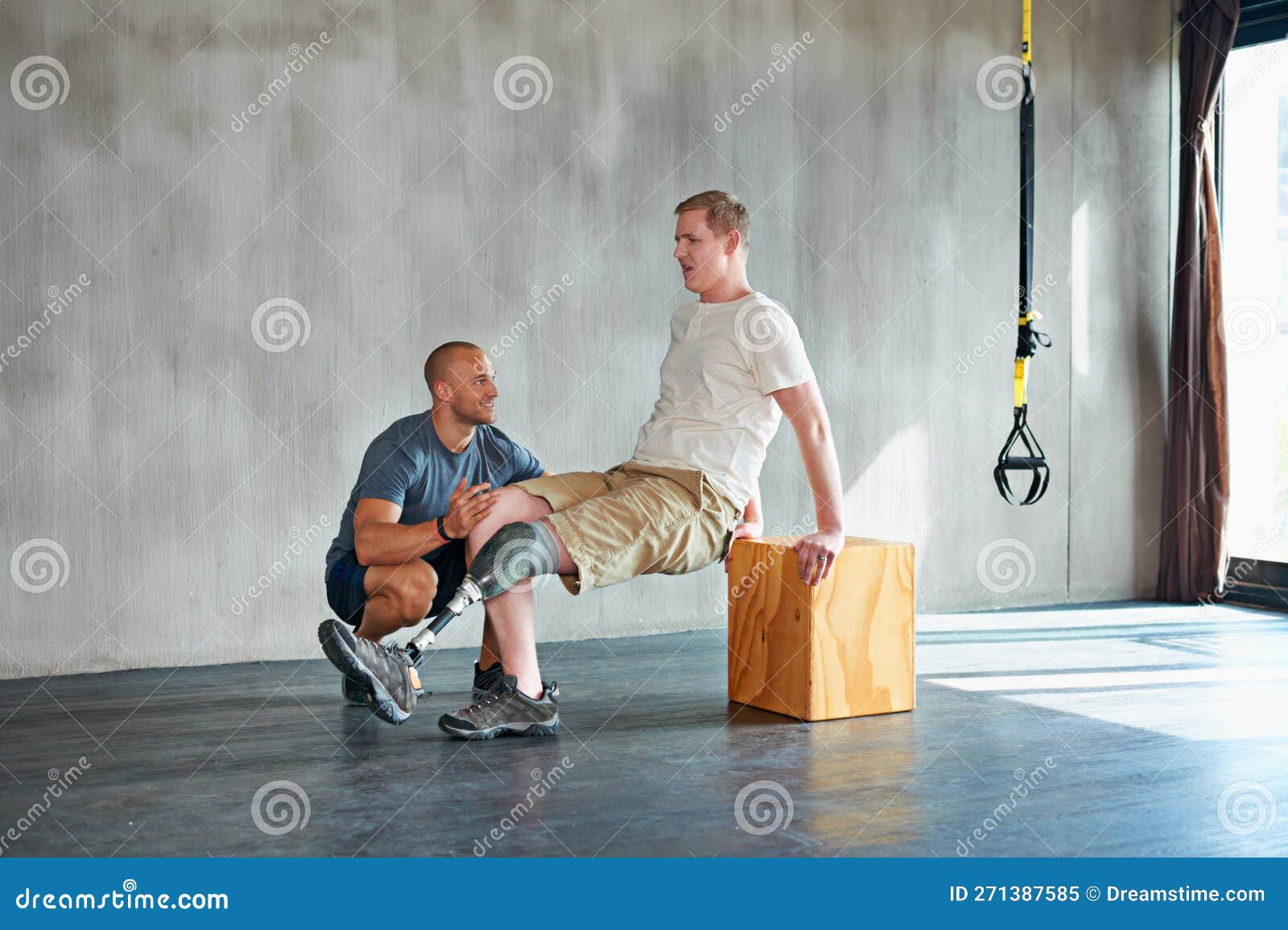 Just 2 More...Studio Shot of a Young Amputee Training in a Gym. Stock ...