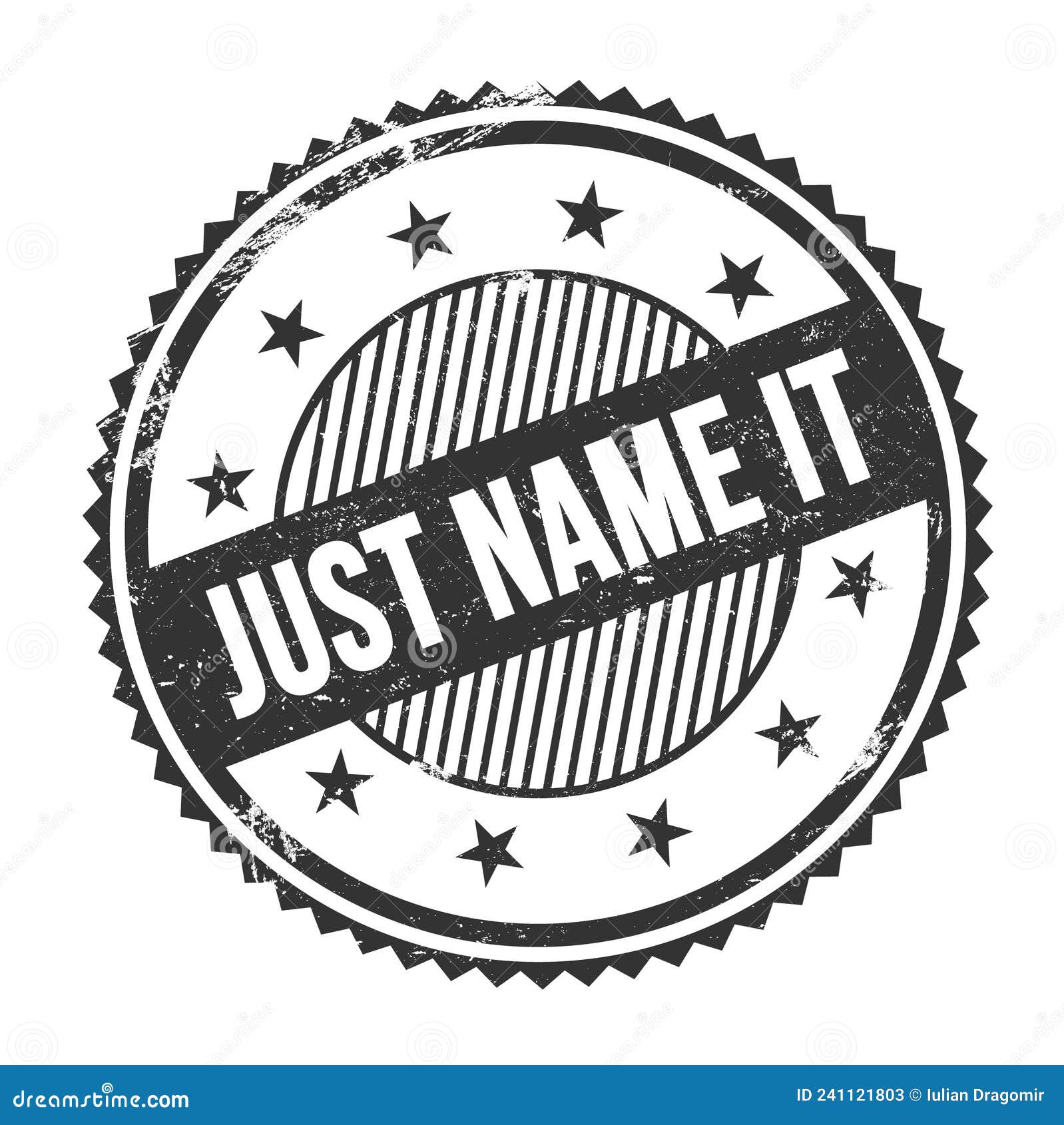 JUST NAME it Text Written on Black Grungy Round Stamp Stock ...