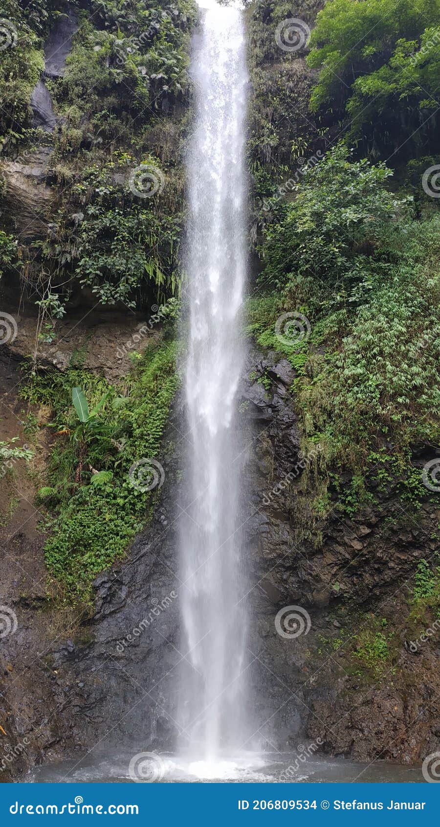 Just a Nature with Straight Waterfall Potrait Stock Photo - Image of ...