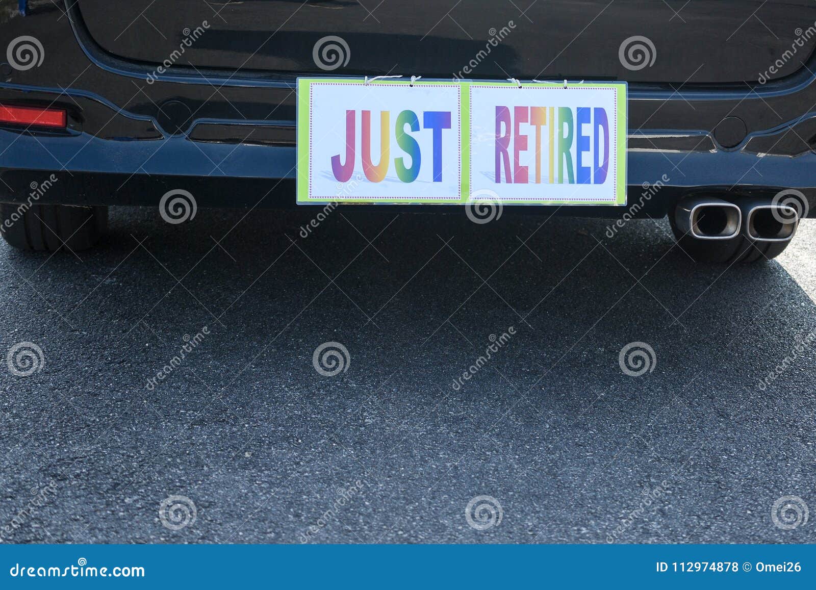 Just Retired Sign at the Back of Car Stock Photo - Image of consultant ...