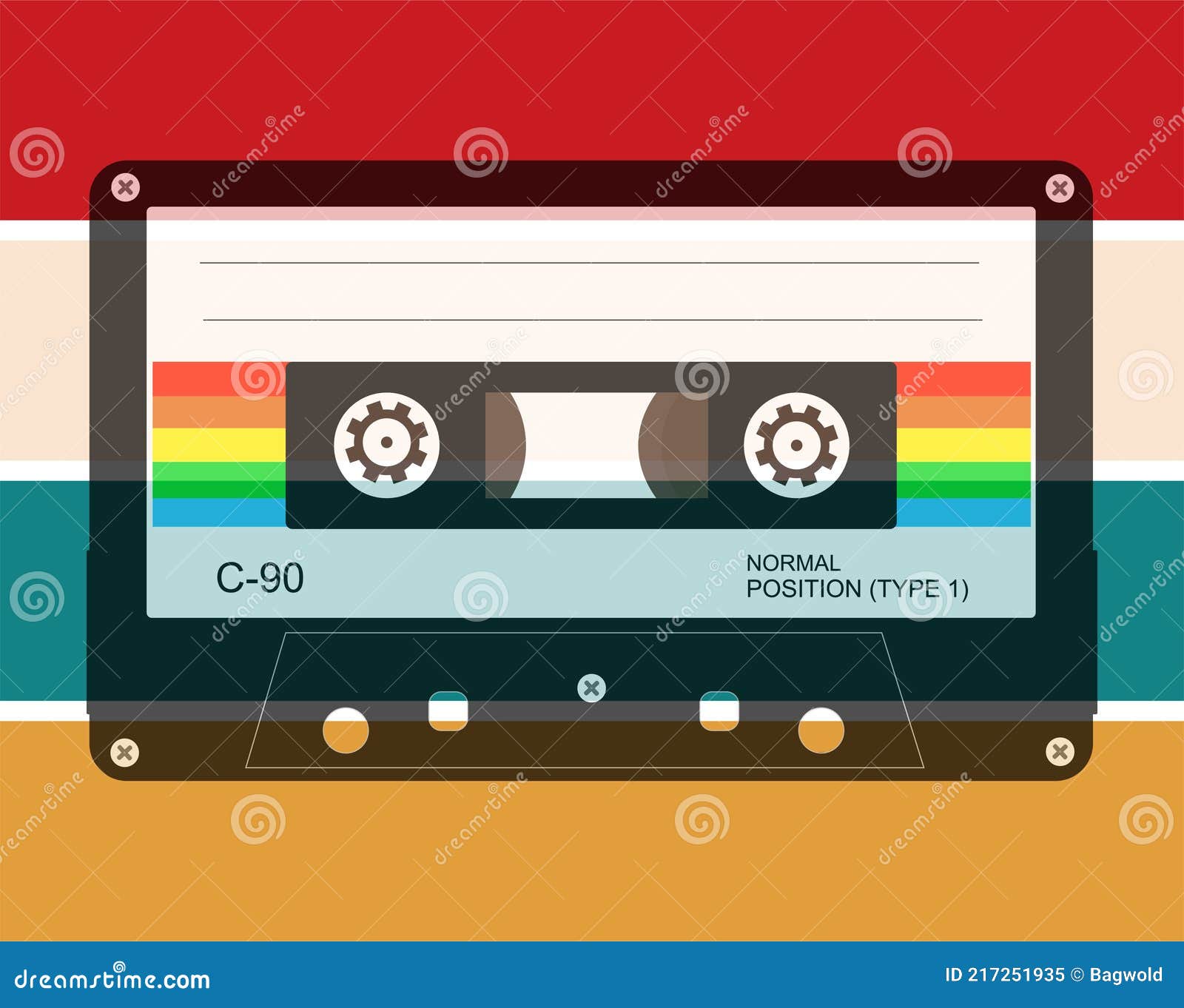 Just Retro Vector Design with 60`s 70`s Colour Bars and Audio Cassette ...