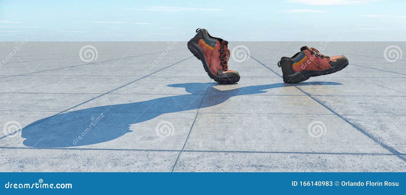 Just Shadow. Pair of Shoes Walking and Creating a Shadow of a Man ...