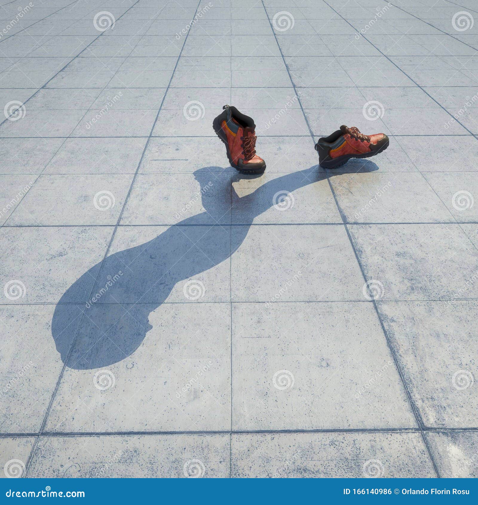 Just Shadow. Pair of Shoes Walking and Creating a Shadow of a Man ...
