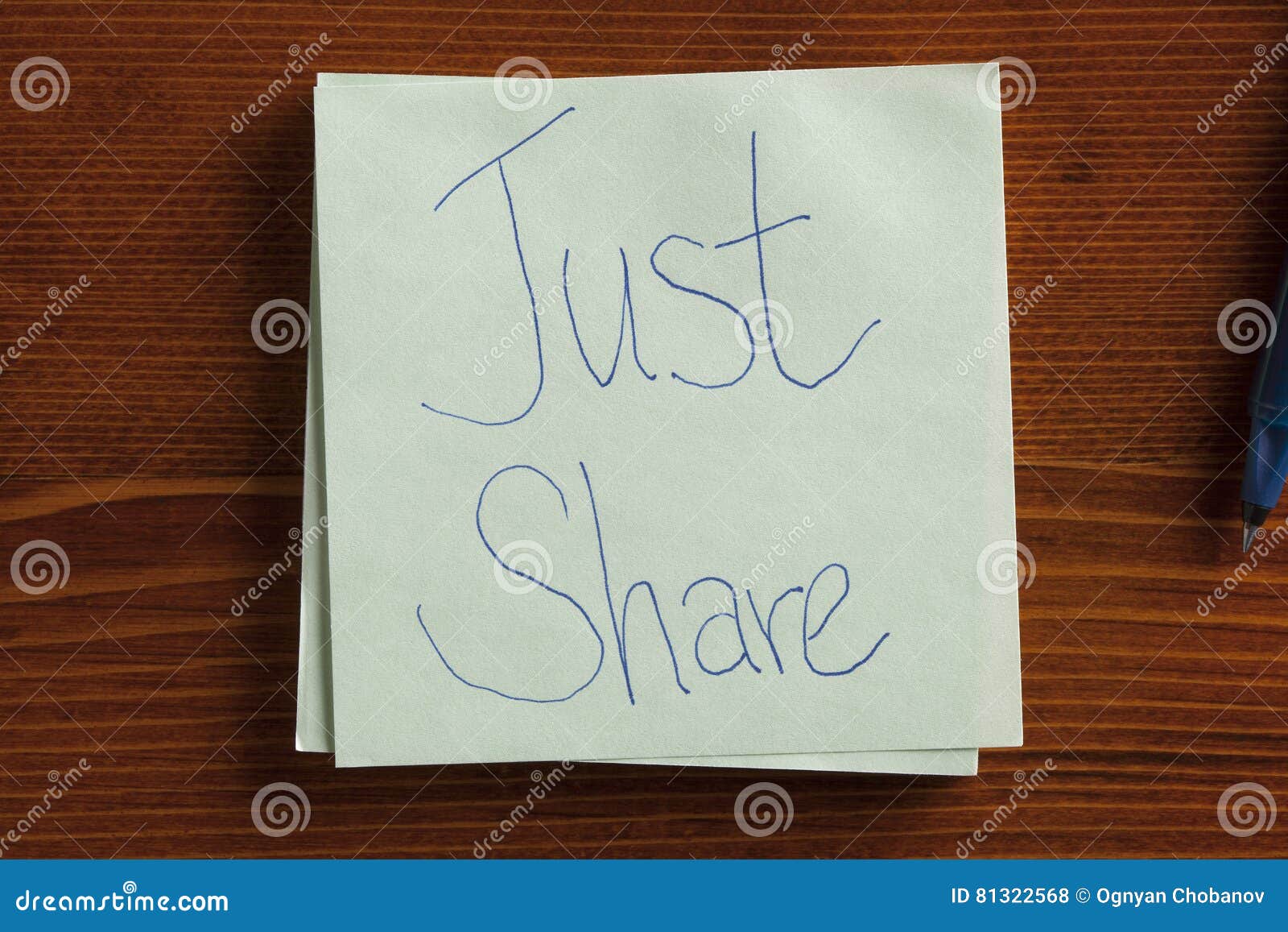 Just Share Written on a Note Stock Photo - Image of developer ...
