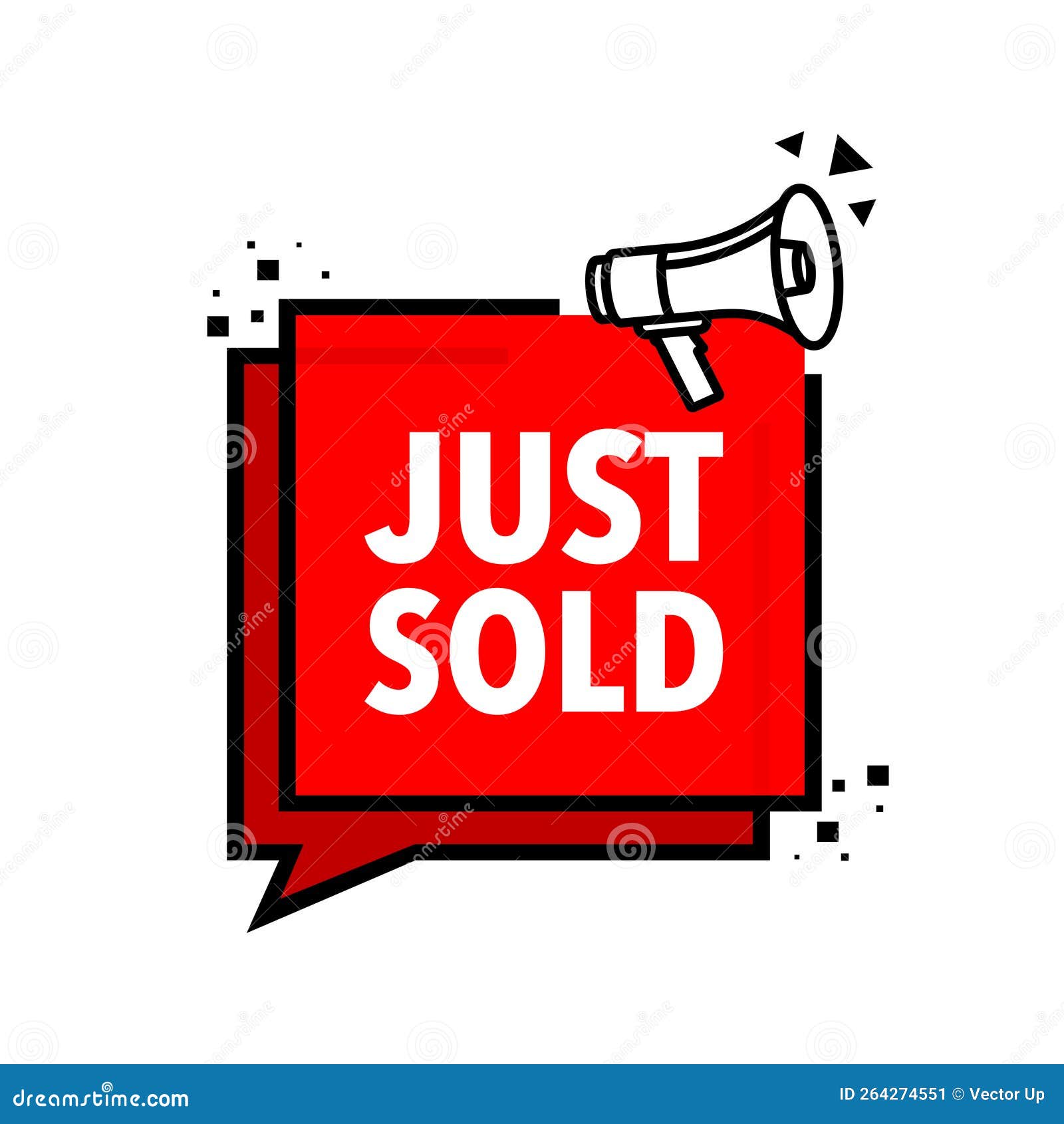 Just Sold Announcement Megaphone Label. Loudspeaker Speech Bubble ...