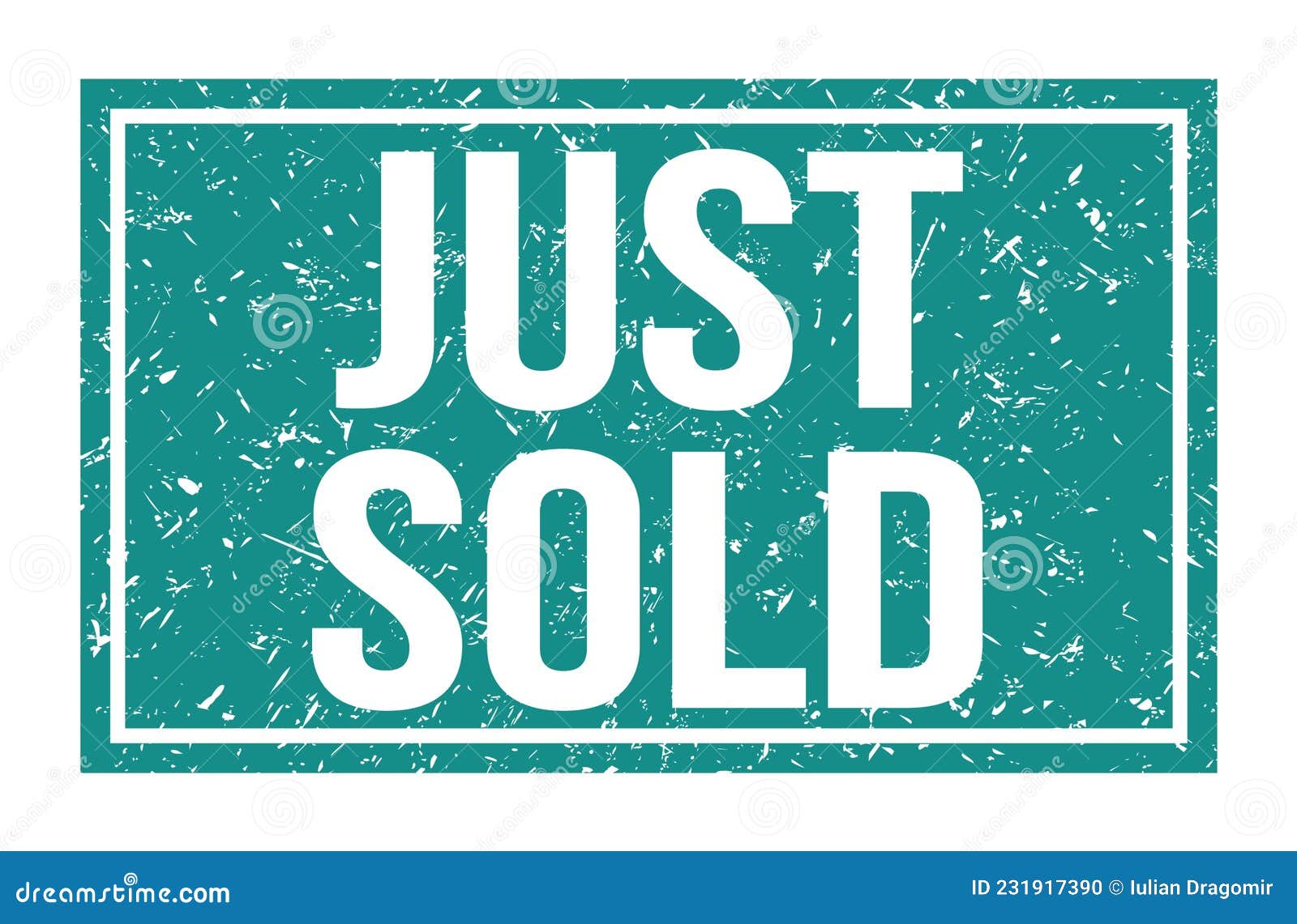 JUST SOLD, Words on Blue Rectangle Stamp Sign Stock Illustration ...