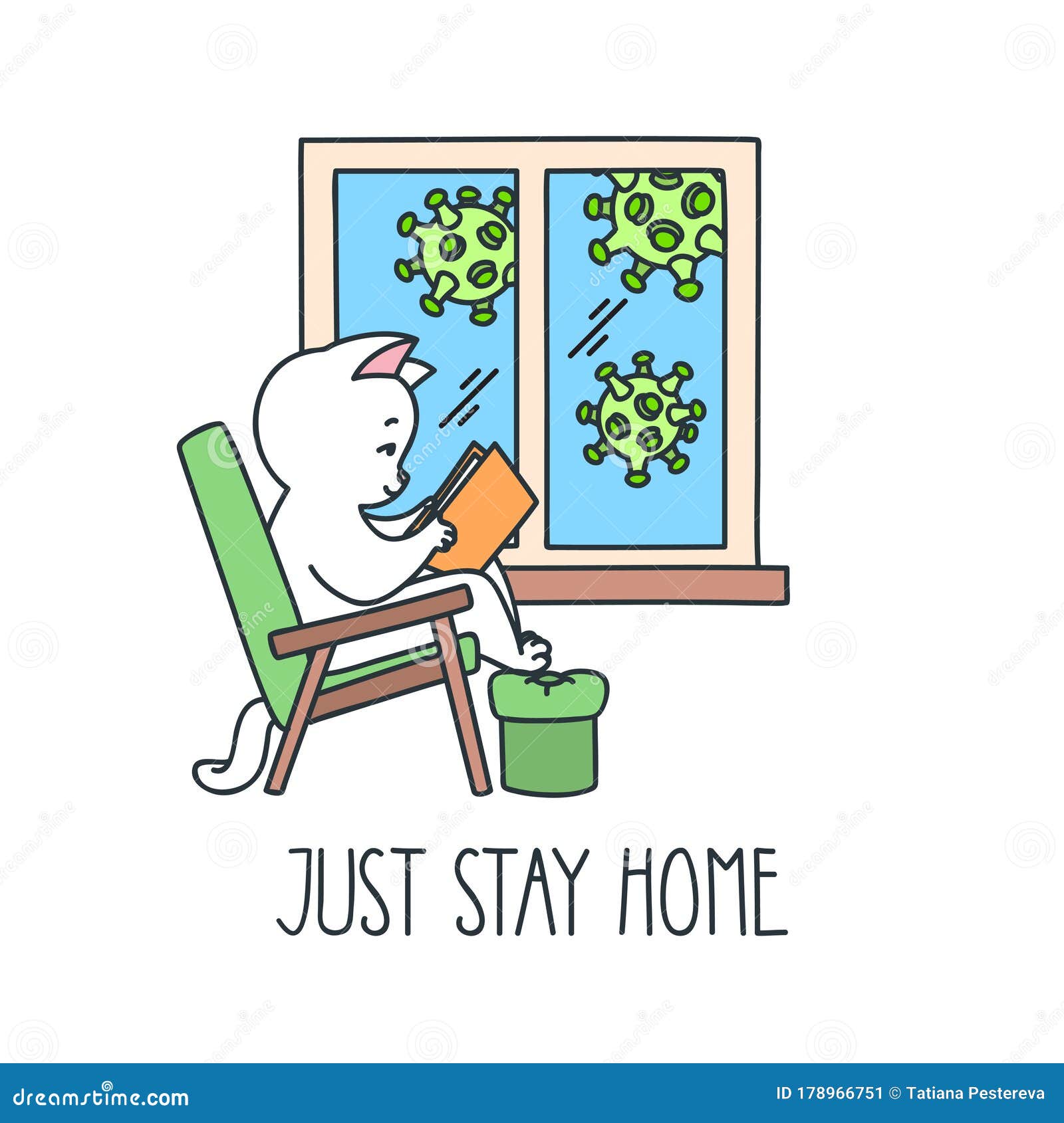 Just Stay Home stock vector. Illustration of outlined - 178966751