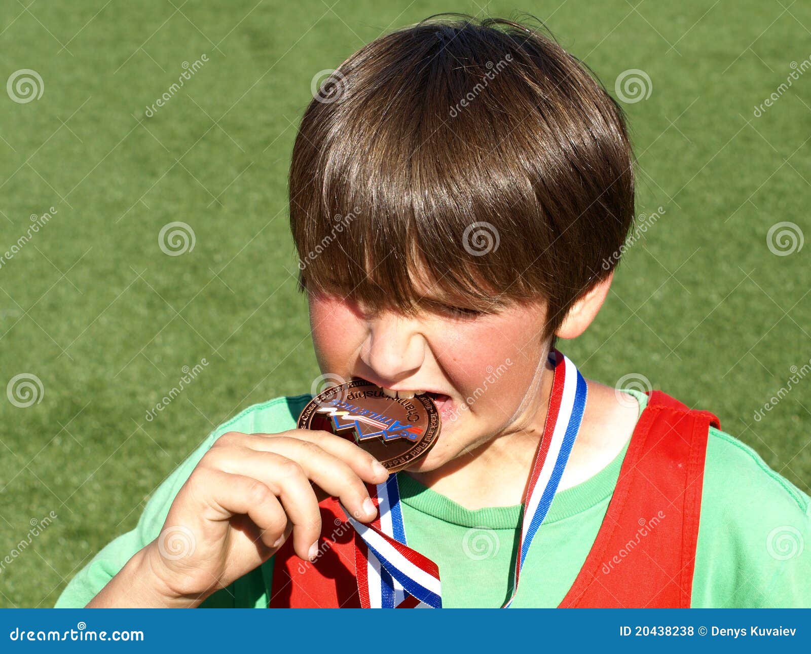 Just won a medal stock photo. Image of competitive, happy - 20438238