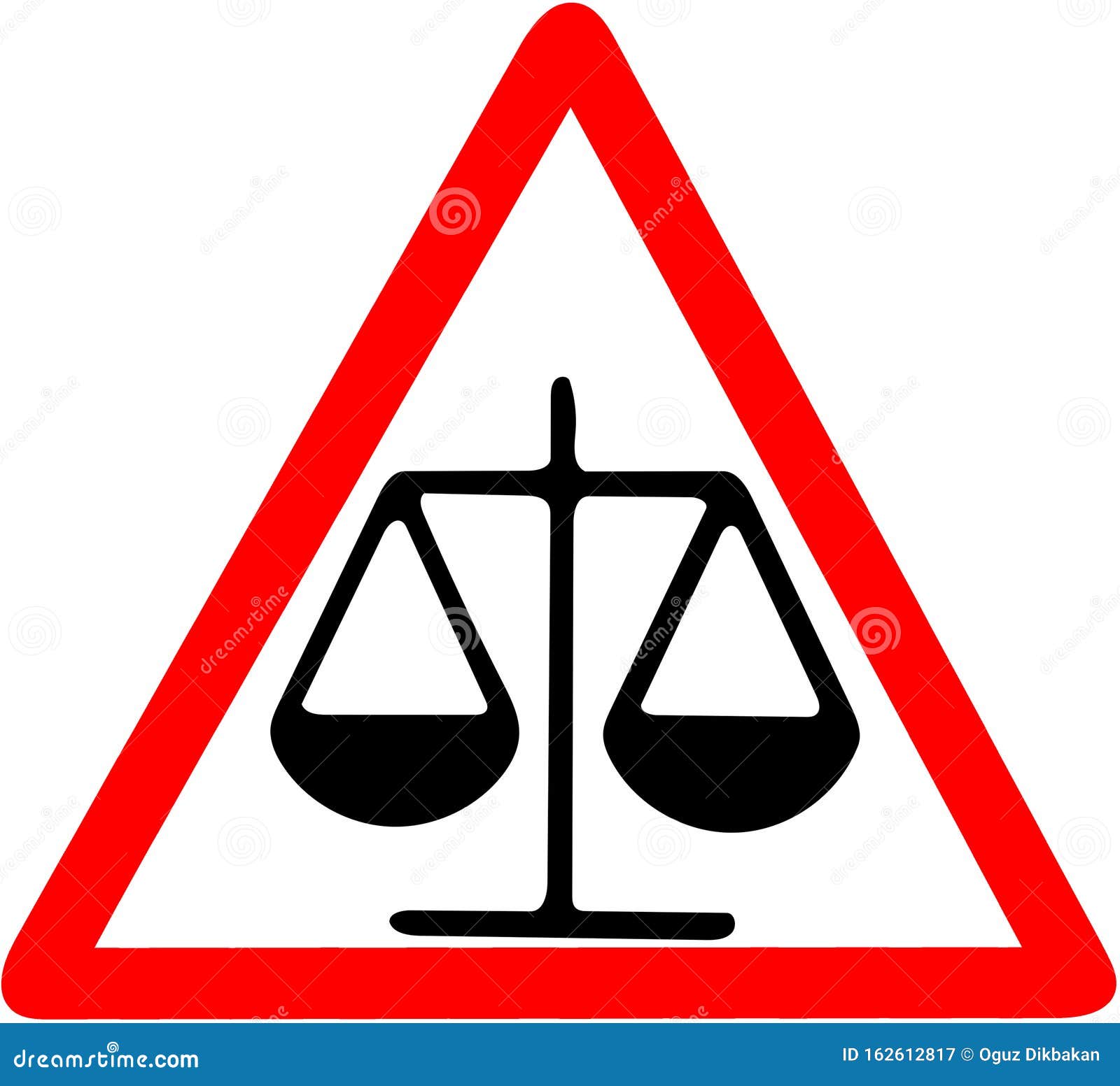 Justice Area Caution Triangle Warning Red Road Sign on White Background ...