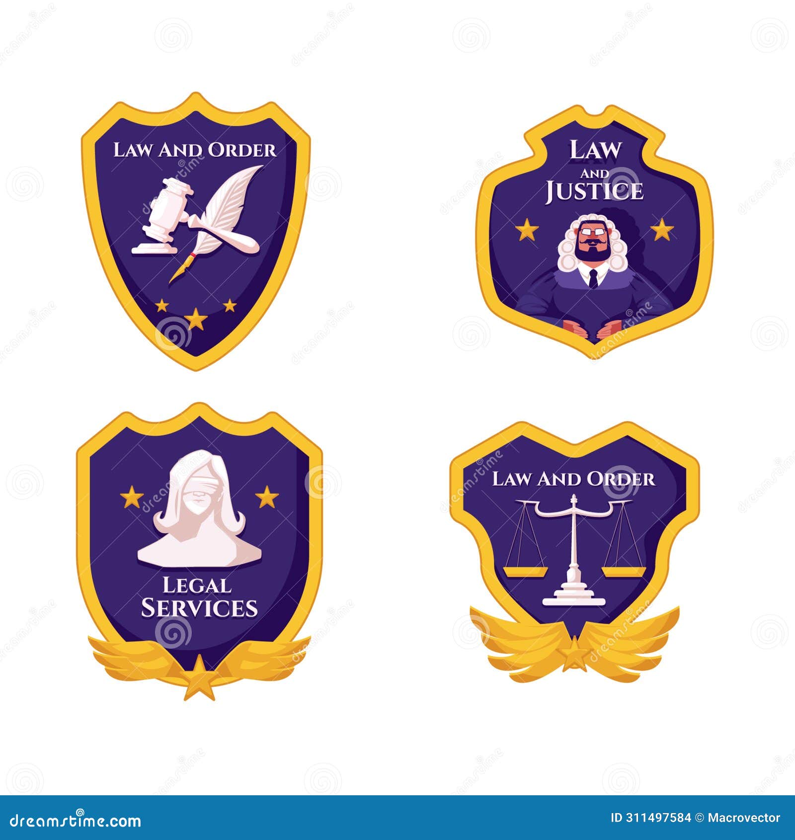 Justice Law Badge Logo Design Template. Emblem Of Attorney Logo Vector ...