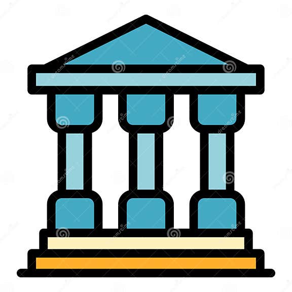 Justice Building Icon Color Outline Vector Stock Illustration ... Justice Building Icon Color Outline Vector Stock Illustration ...