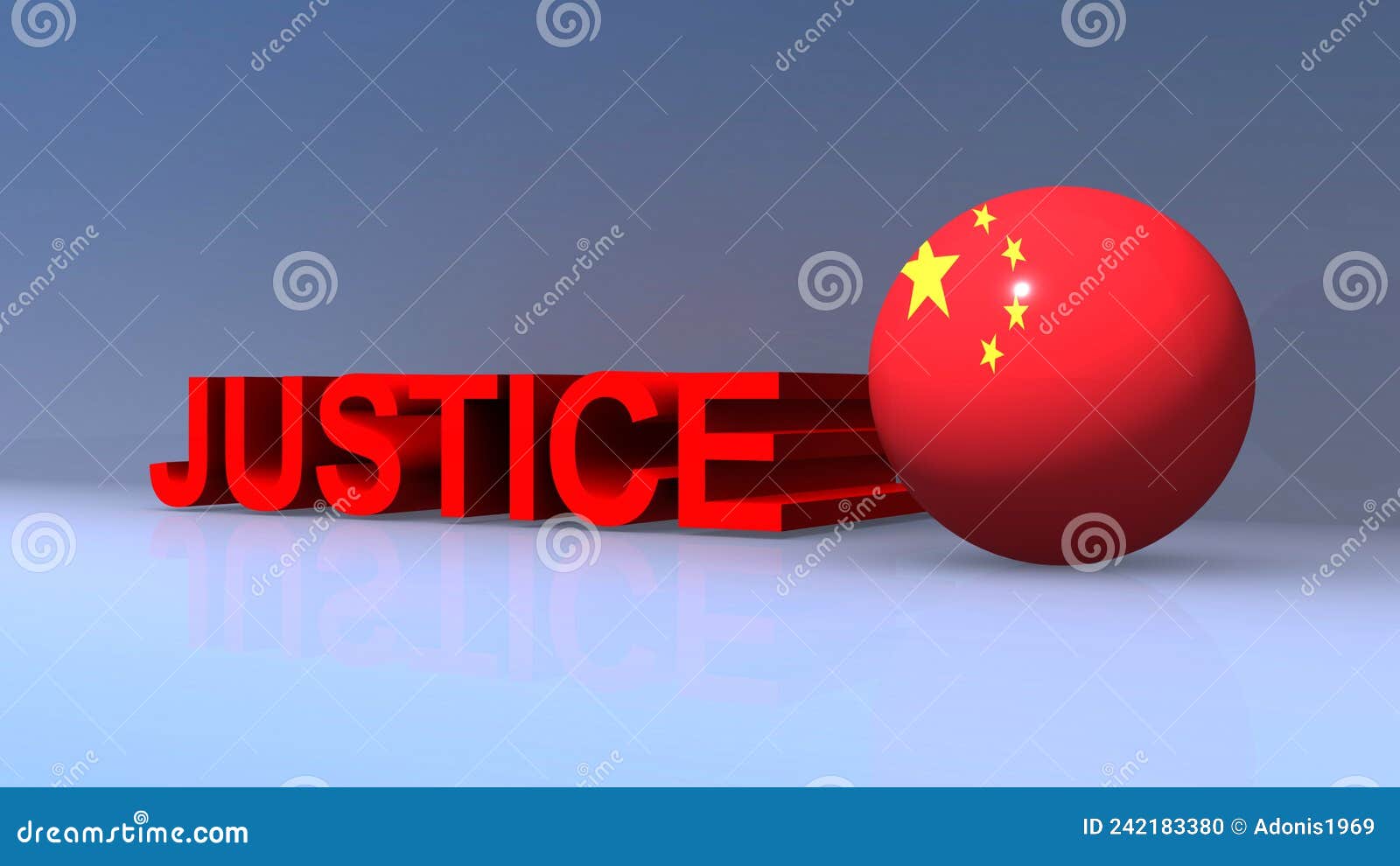 Justice with Chine Flag on Blue Stock Illustration - Illustration of ...