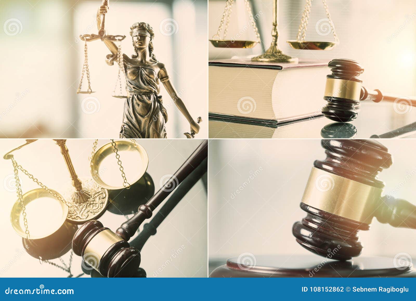 Justice Collage Symbols Light Background Stock Photo | CartoonDealer ...