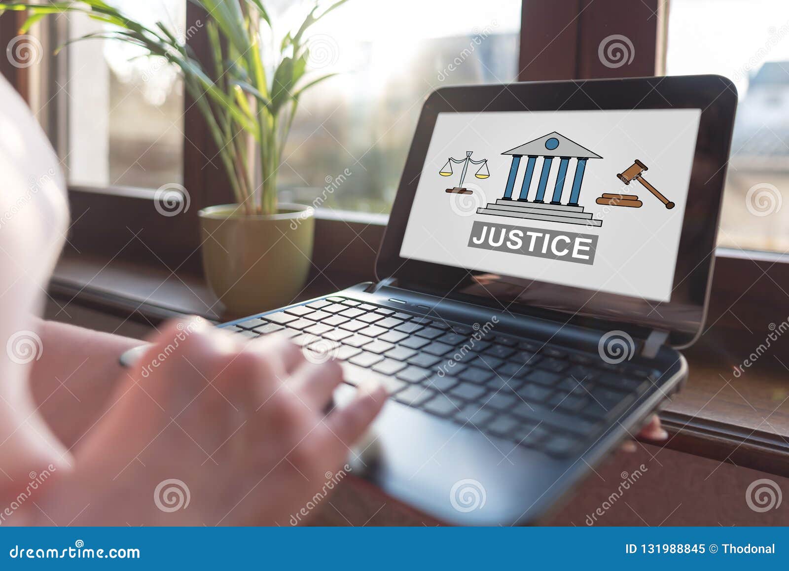 Justice Concept on a Laptop Screen Stock Image - Image of justice ...