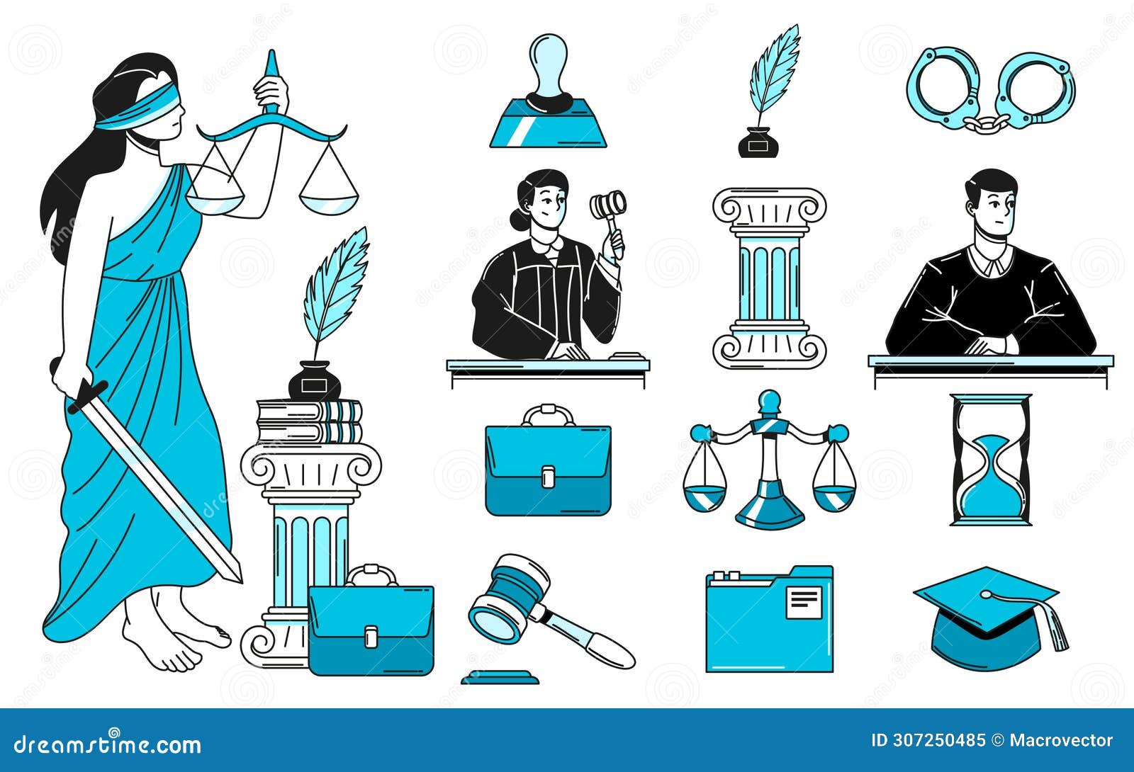 Justice Elements in Hand Drawn Design Stock Illustration - Illustration ...
