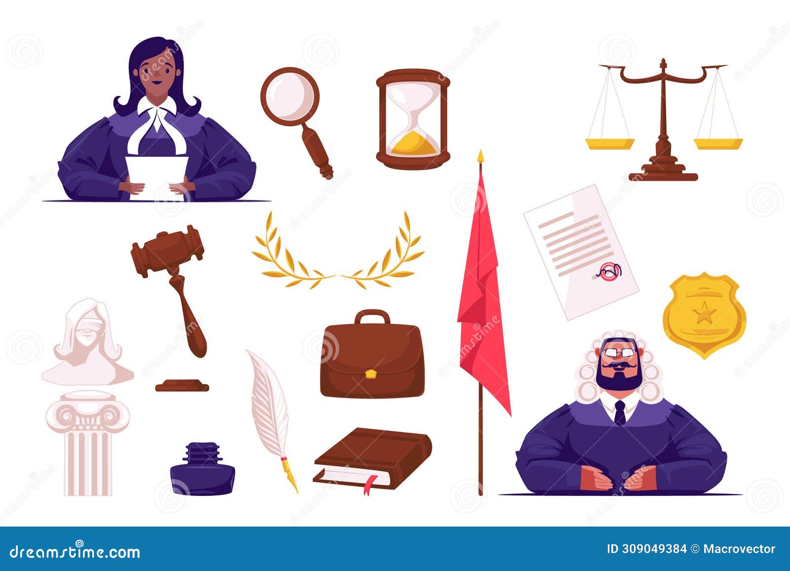 Justice Elementsin Flat Design Stock Illustration - Illustration of ...