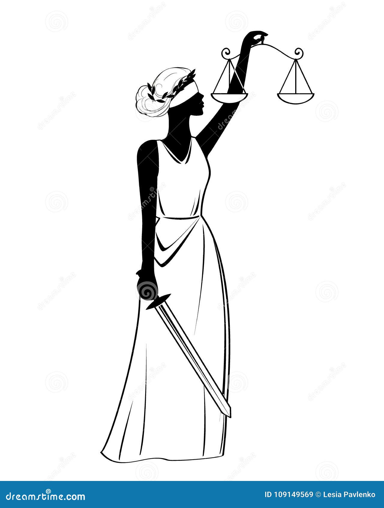 Justice Goddess Lady Femida Icon On White Background. Vector ...