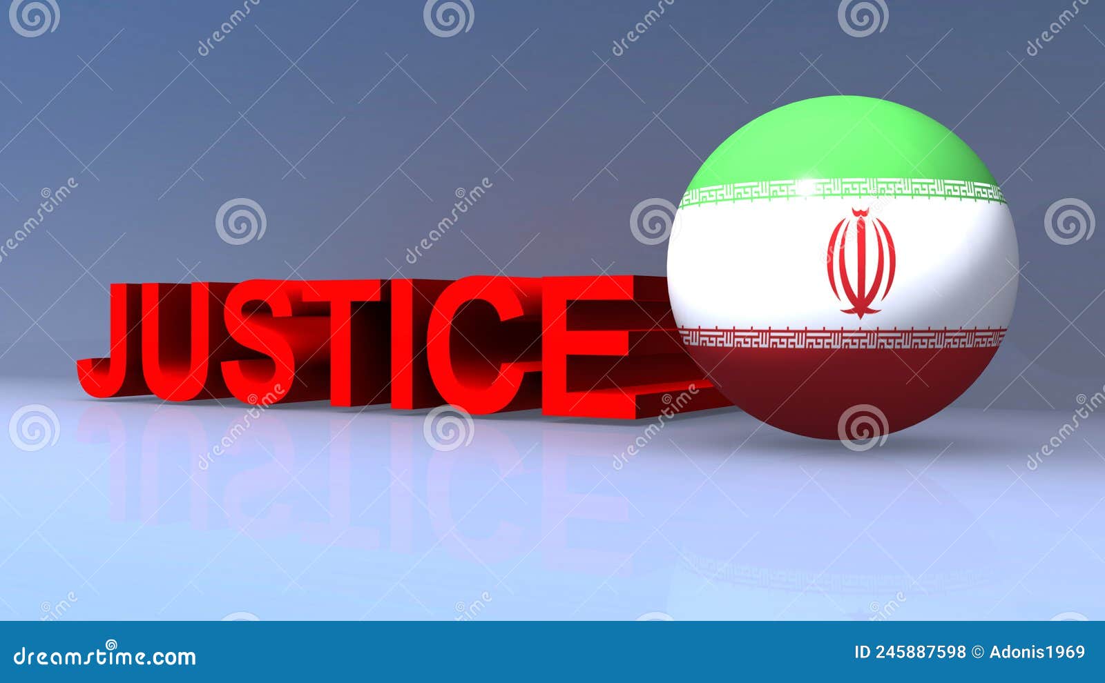 Justice with Iran Flag on Blue Stock Illustration - Illustration of ...