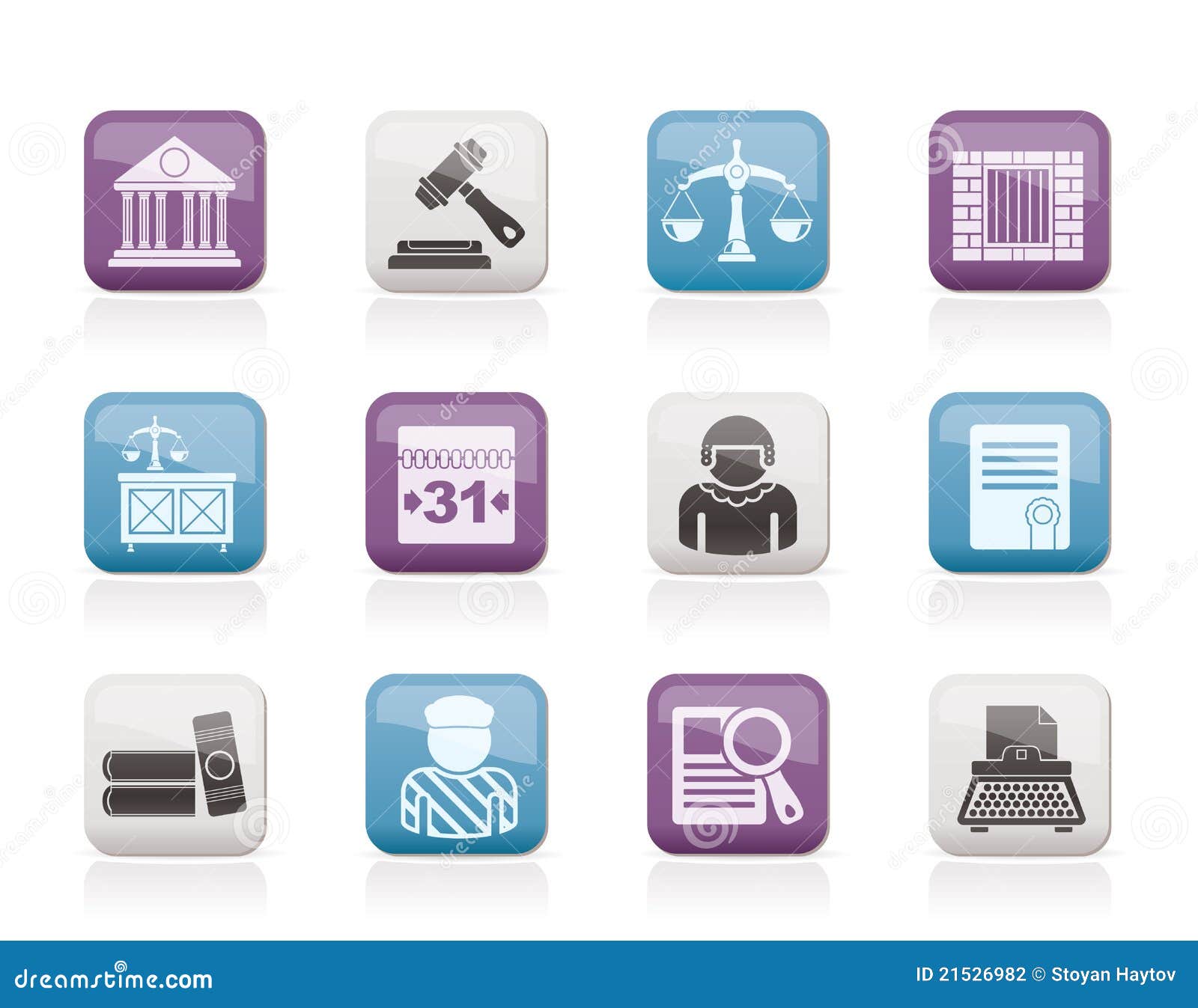 Justice and Judicial System Icons Stock Vector - Illustration of icon ...