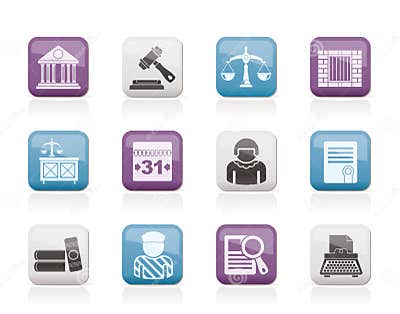 Justice and Judicial System Icons Stock Vector - Illustration of icon ...