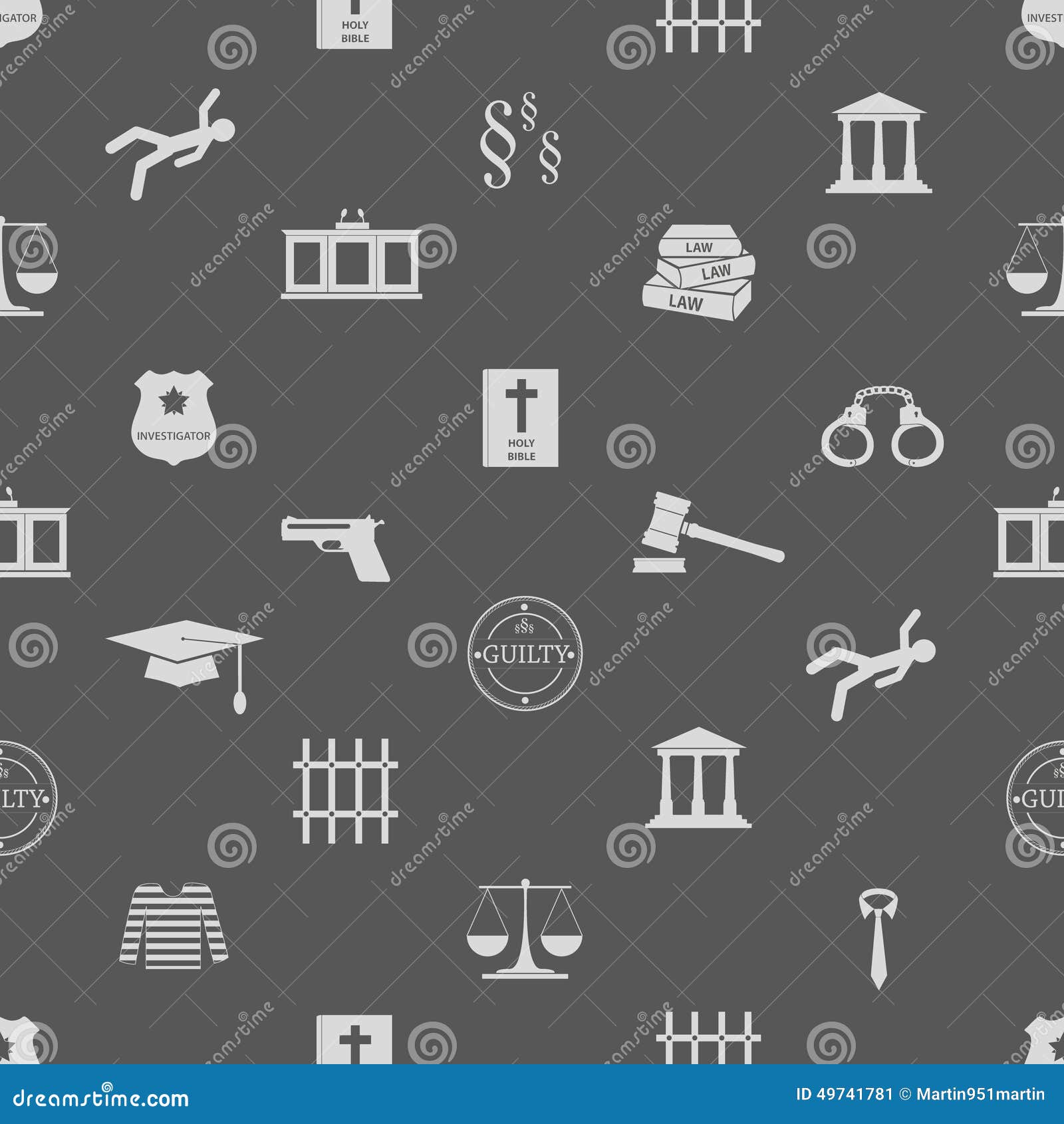 Justice and Law Icons Seamless Pattern Stock Vector - Illustration of ...