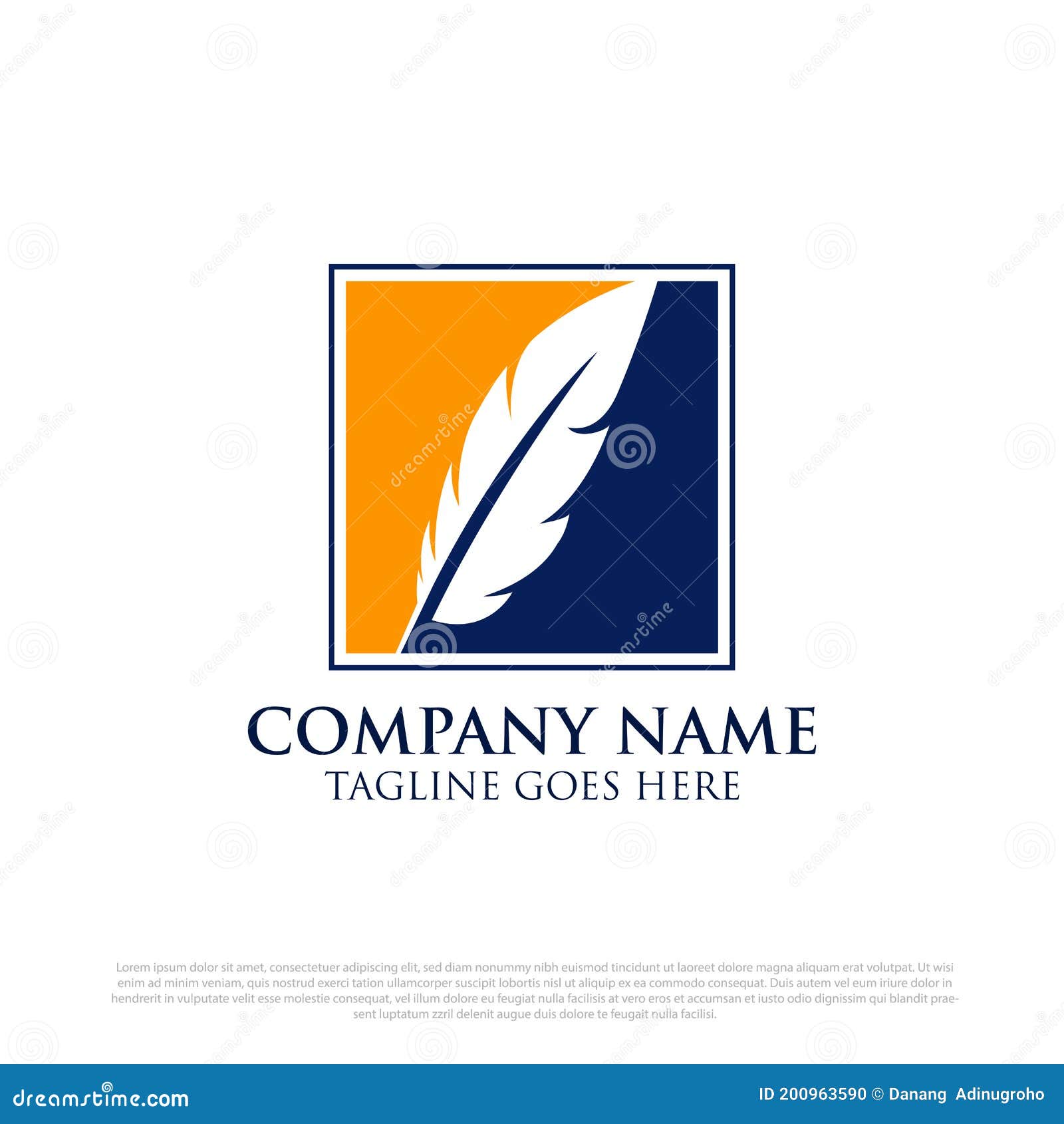 Justice Legal Consultant Logo Concept in Feather and Square Element ...