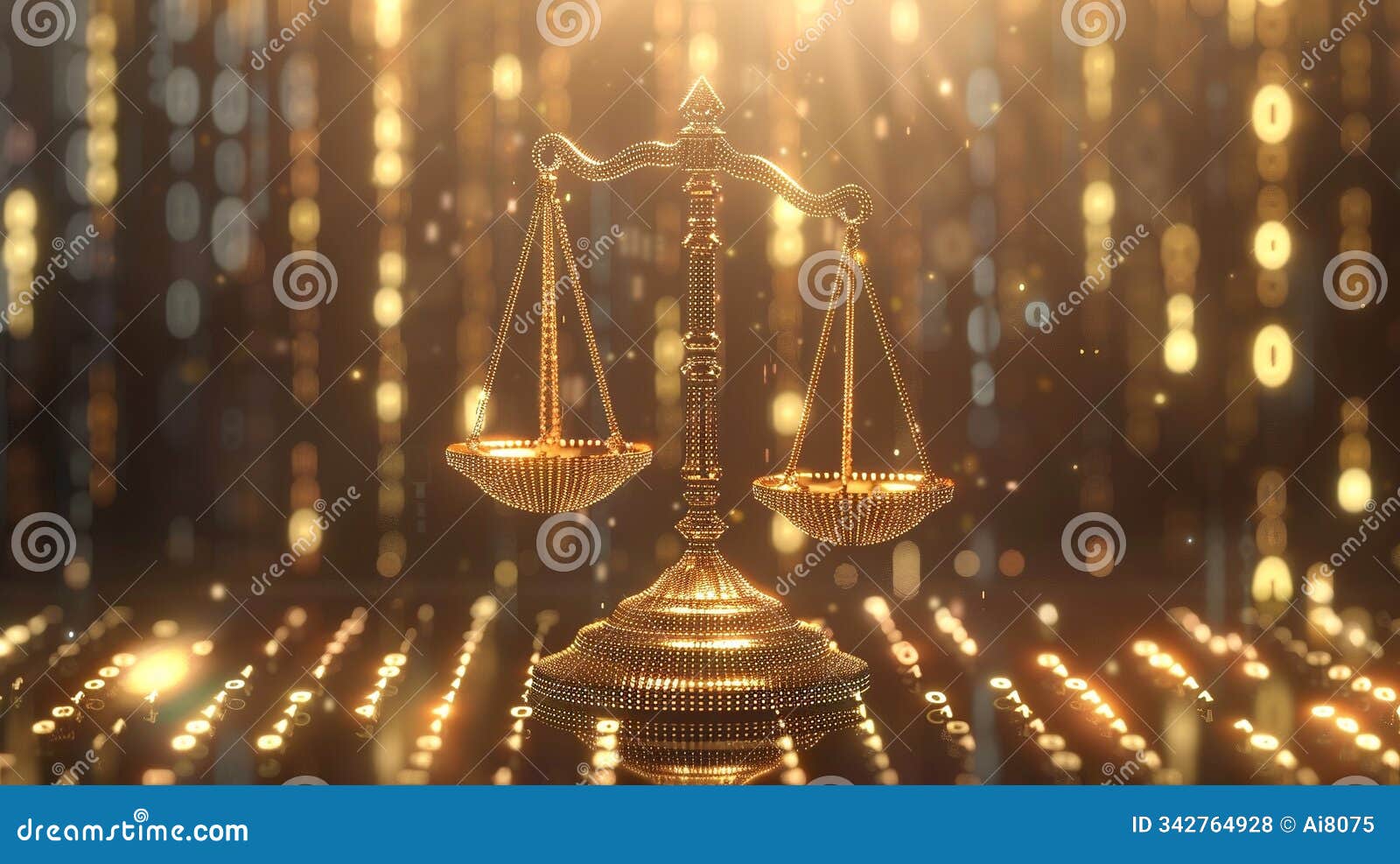 Justice Scale on Glowing Binary Code 3d Rendering Image, Ai Generated ...