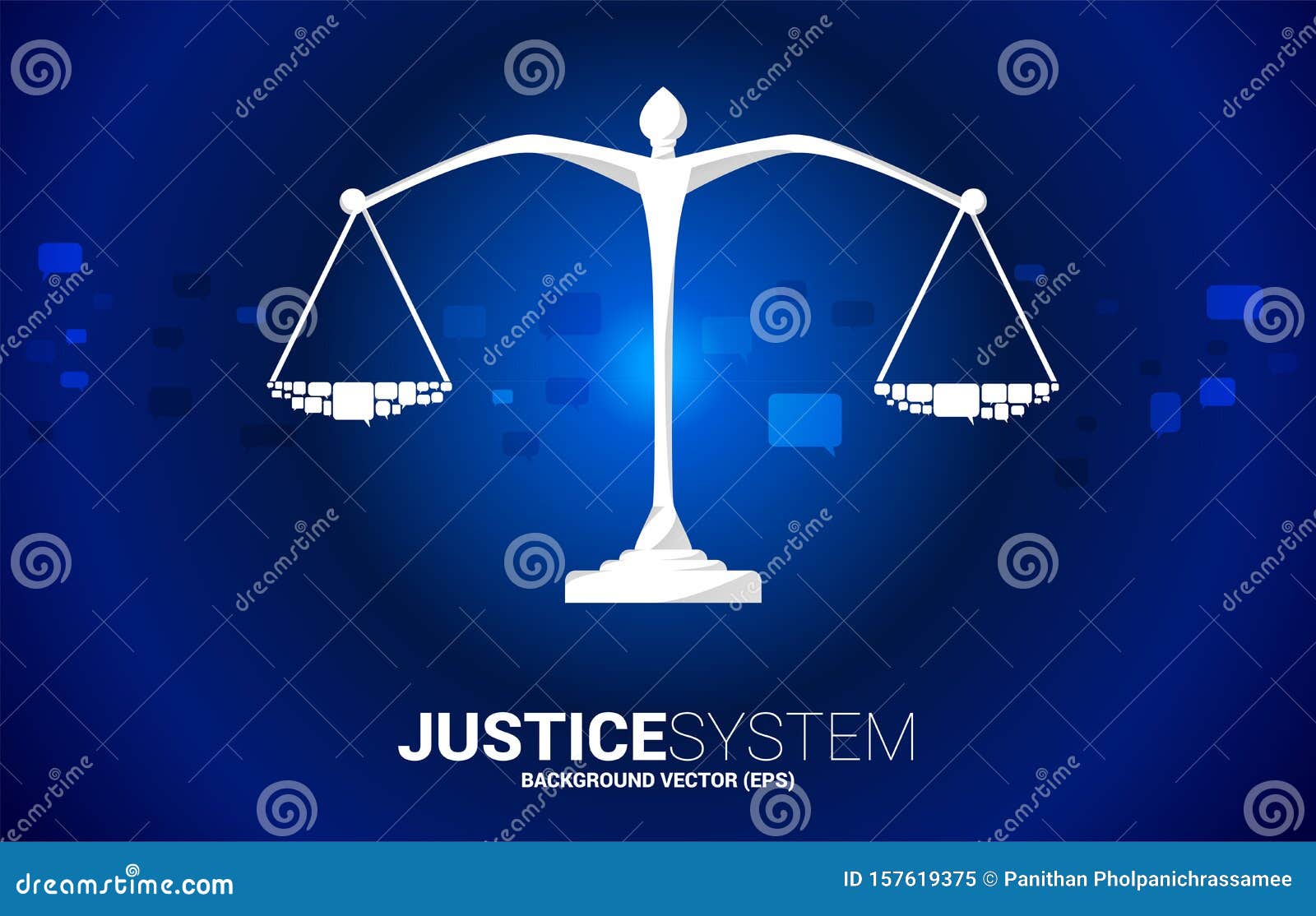 Justice Scale with Group of Speech Bubble. Stock Illustration ...