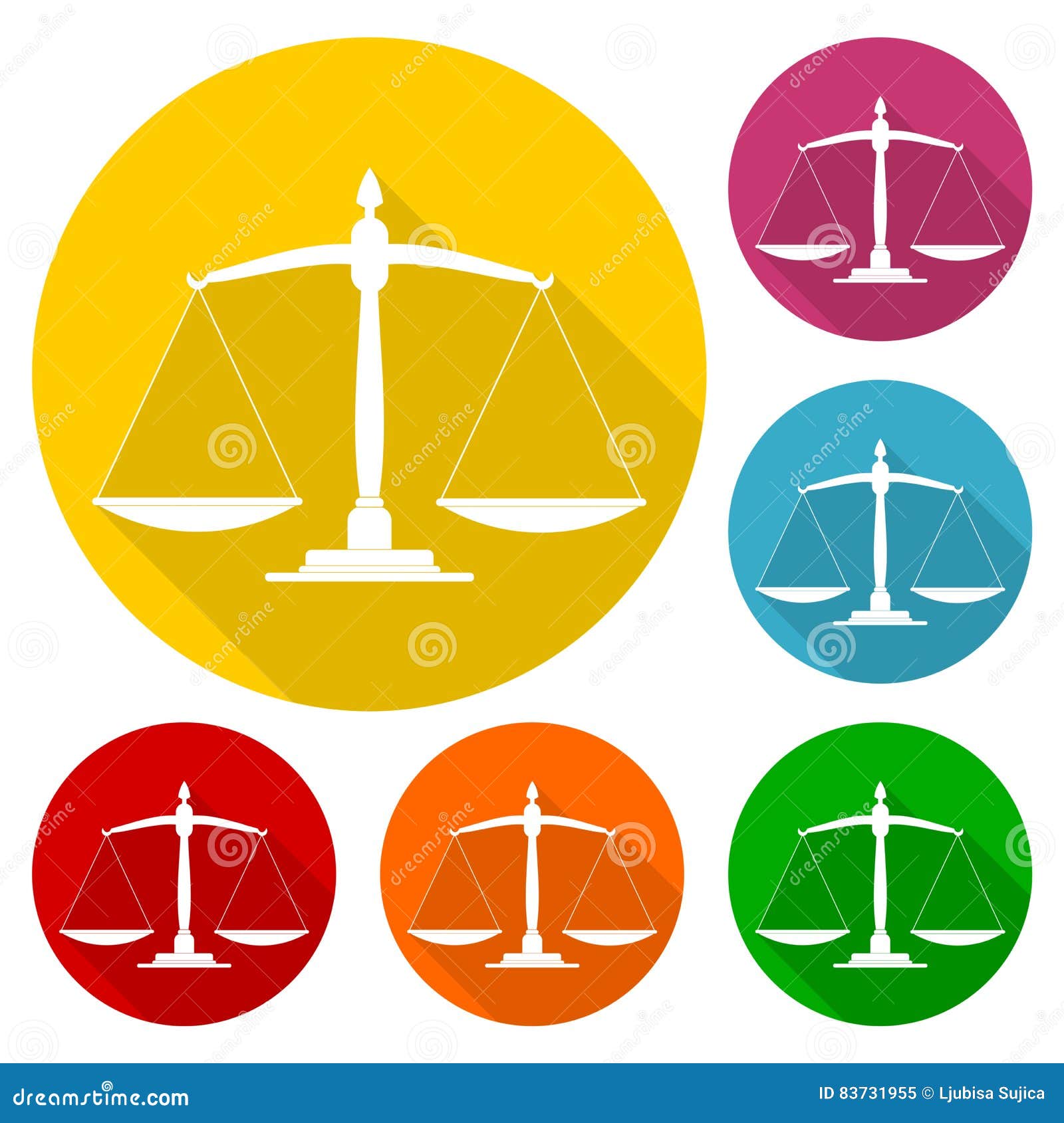 Justice scale icon set stock vector. Illustration of equal - 83731955