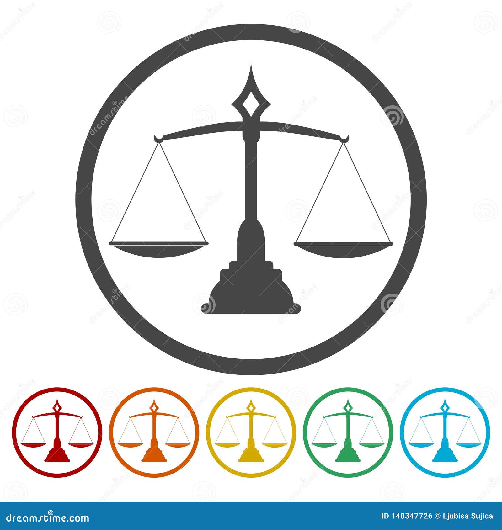 Justice Scale icons set stock vector. Illustration of decision - 140347726
