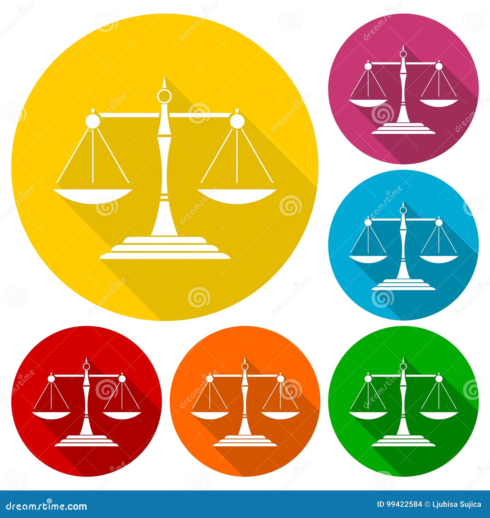 Justice Scale Icons Set with Long Shadow Stock Vector - Illustration of ...