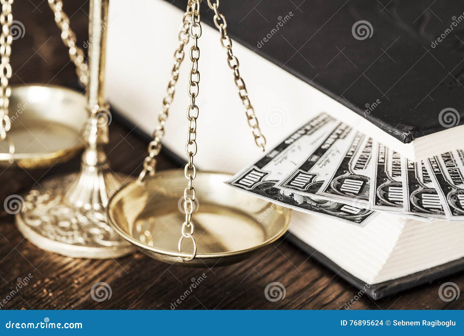 Justice Scale and Money on the Desk Stock Photo - Image of closeup ...