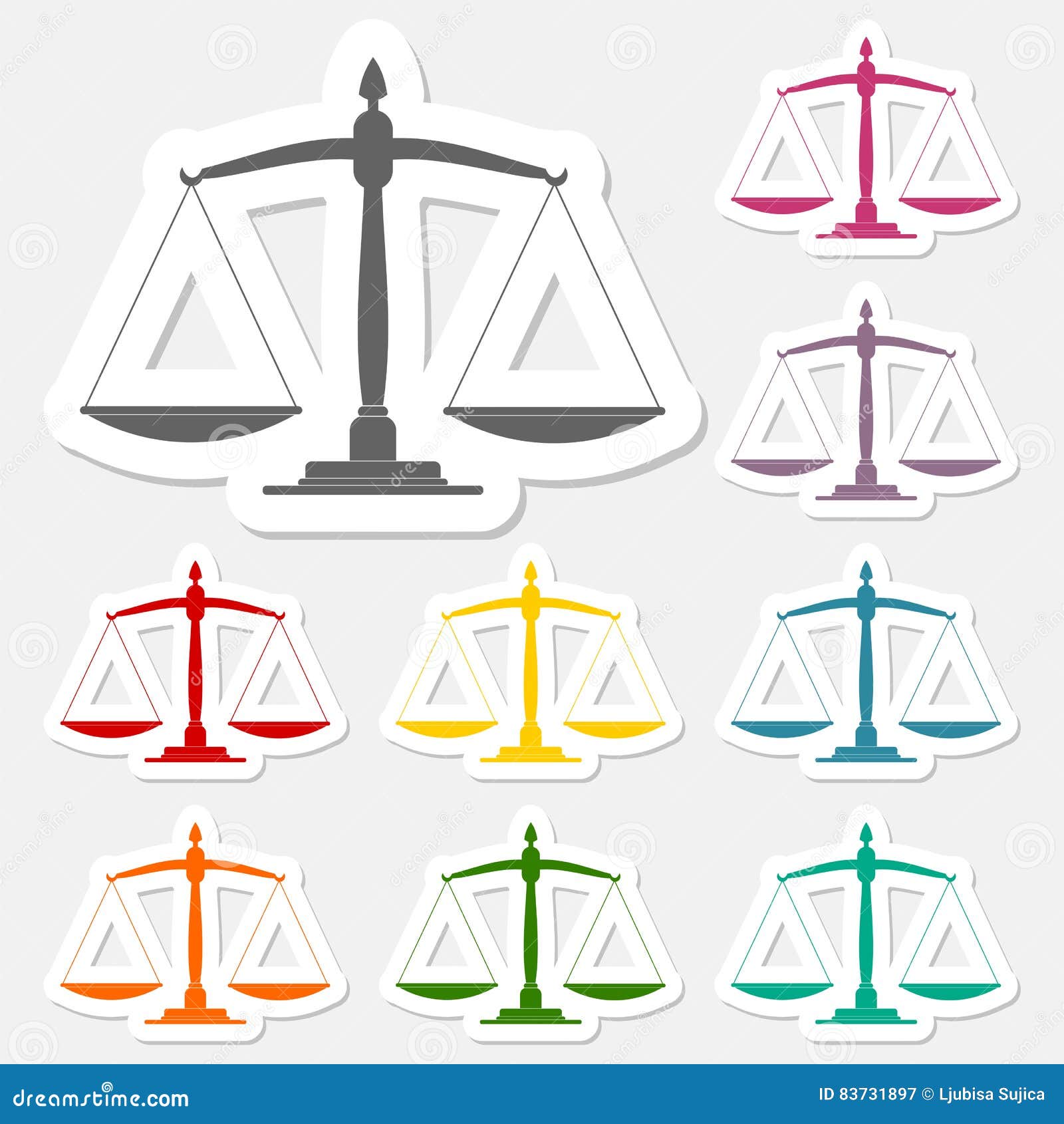 Justice scale stickers set stock vector. Illustration of lawyer - 83731897