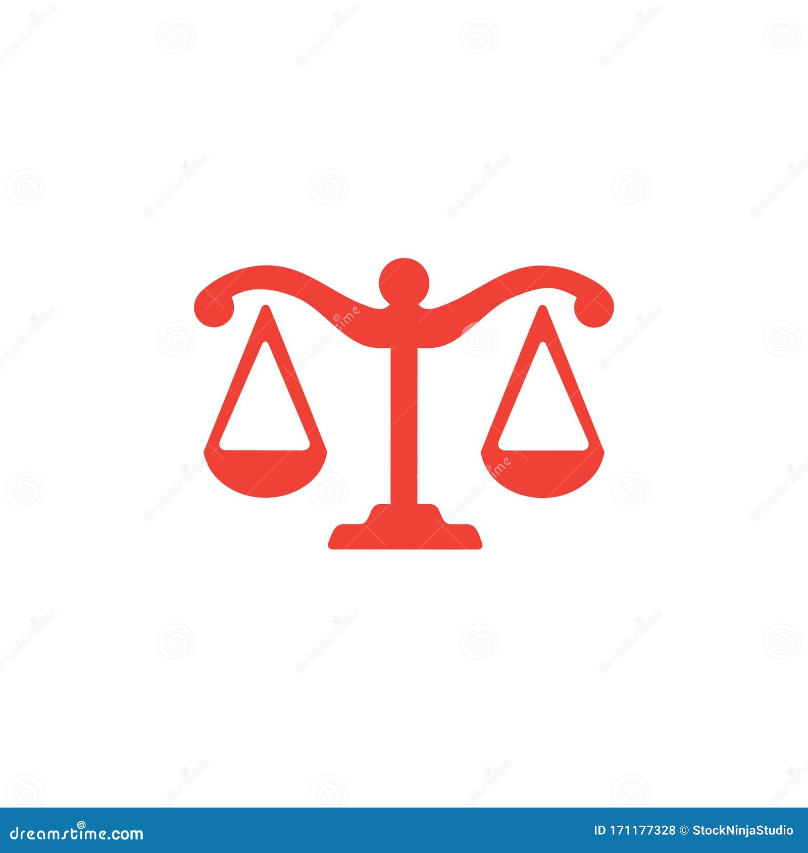 Justice Scales Red Icon on White Background. Red Flat Style Vector ...