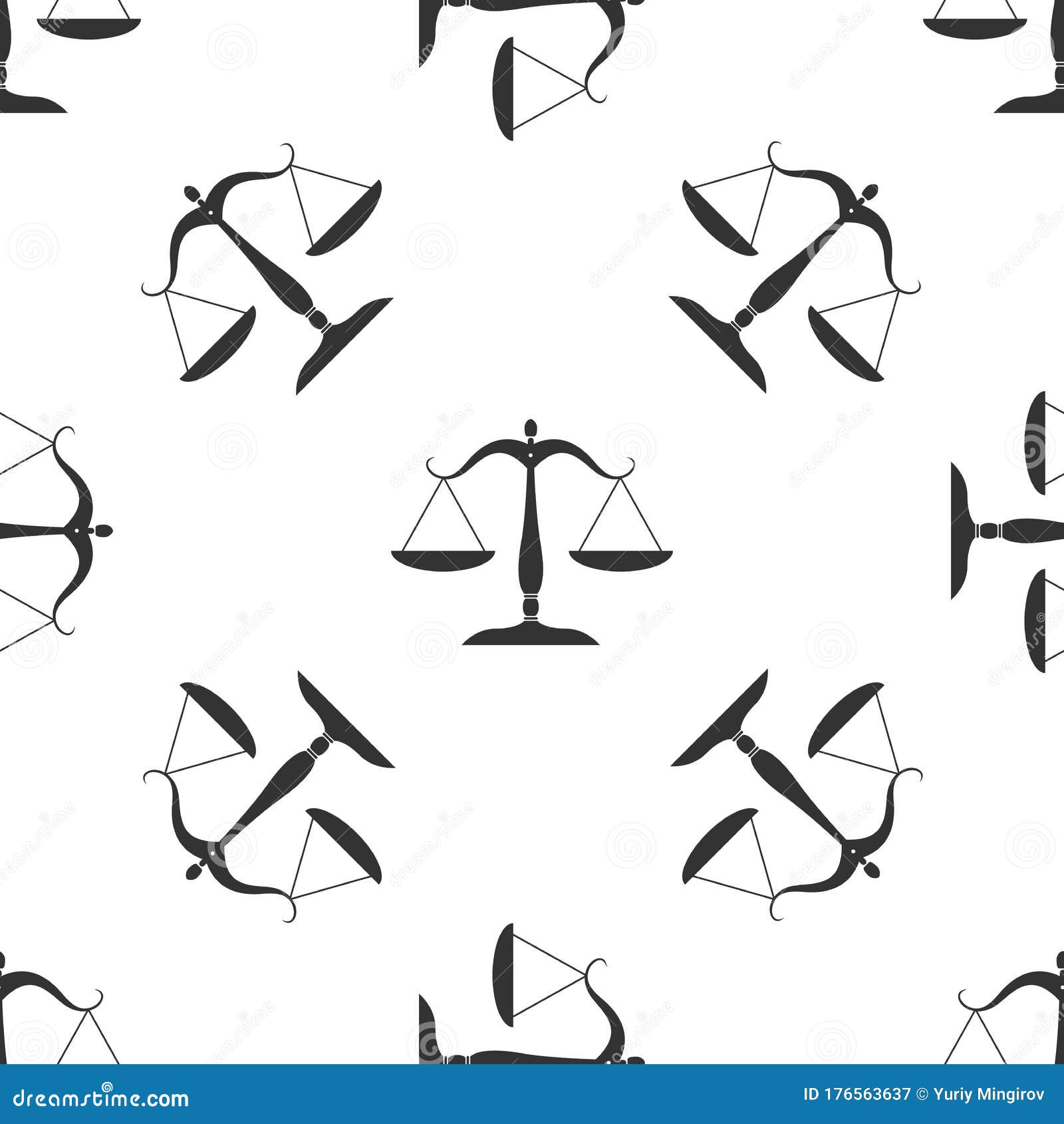 Justice Scales Silhouette Icon Seamless Pattern on White Background ...