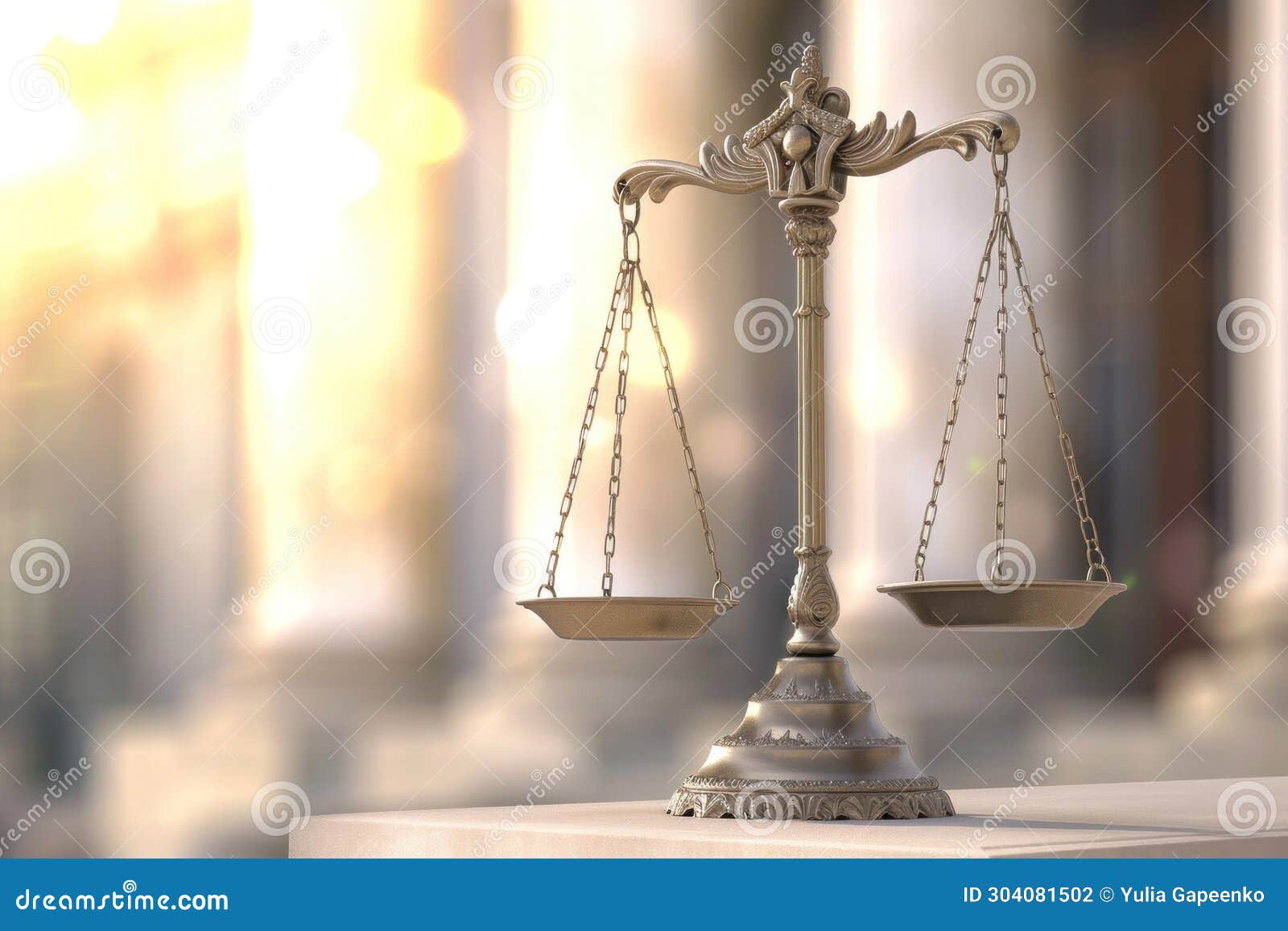 The Justice Scales Stand in Front of a Building Stock Illustration ...