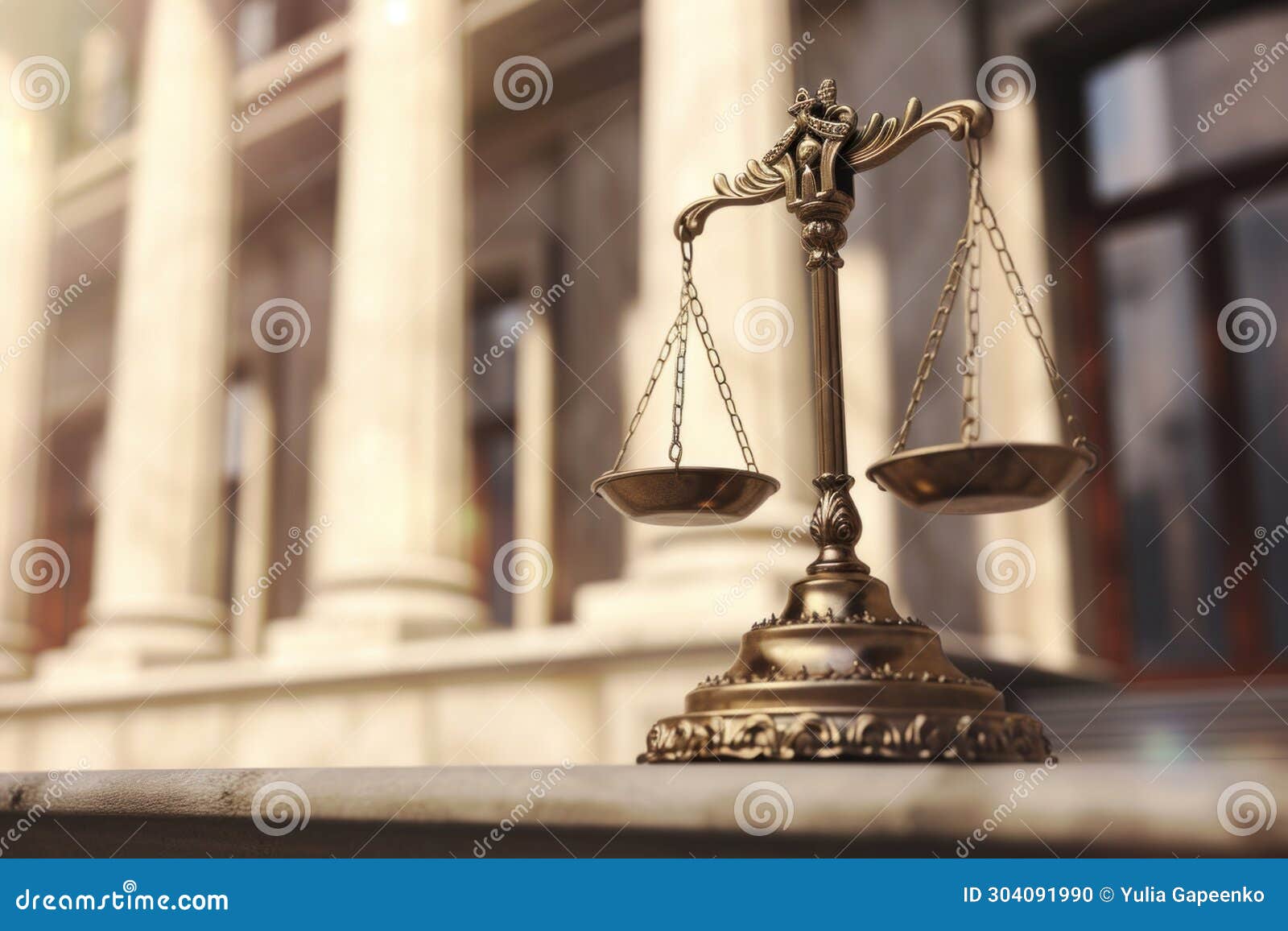 The Justice Scales Stand in Front of a Building Stock Illustration ...