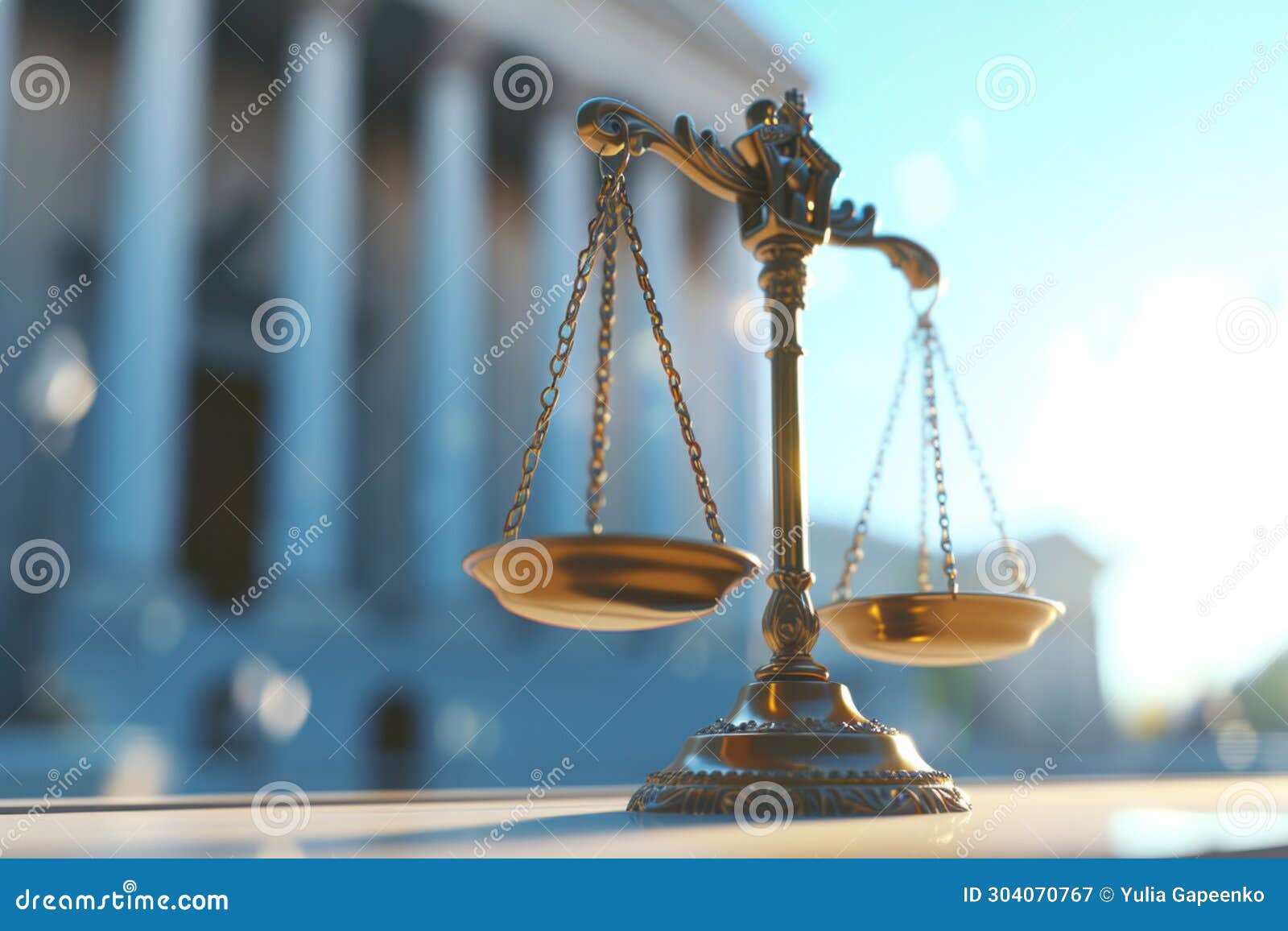 Justice Scales Stand in Front of a Courthouse Stock Image - Image of ...