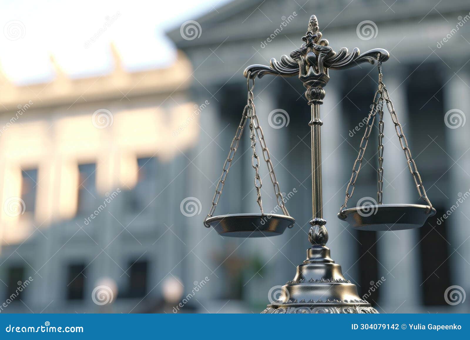 Justice Scales Stand in Front of a Courthouse Stock Photo - Image of ...